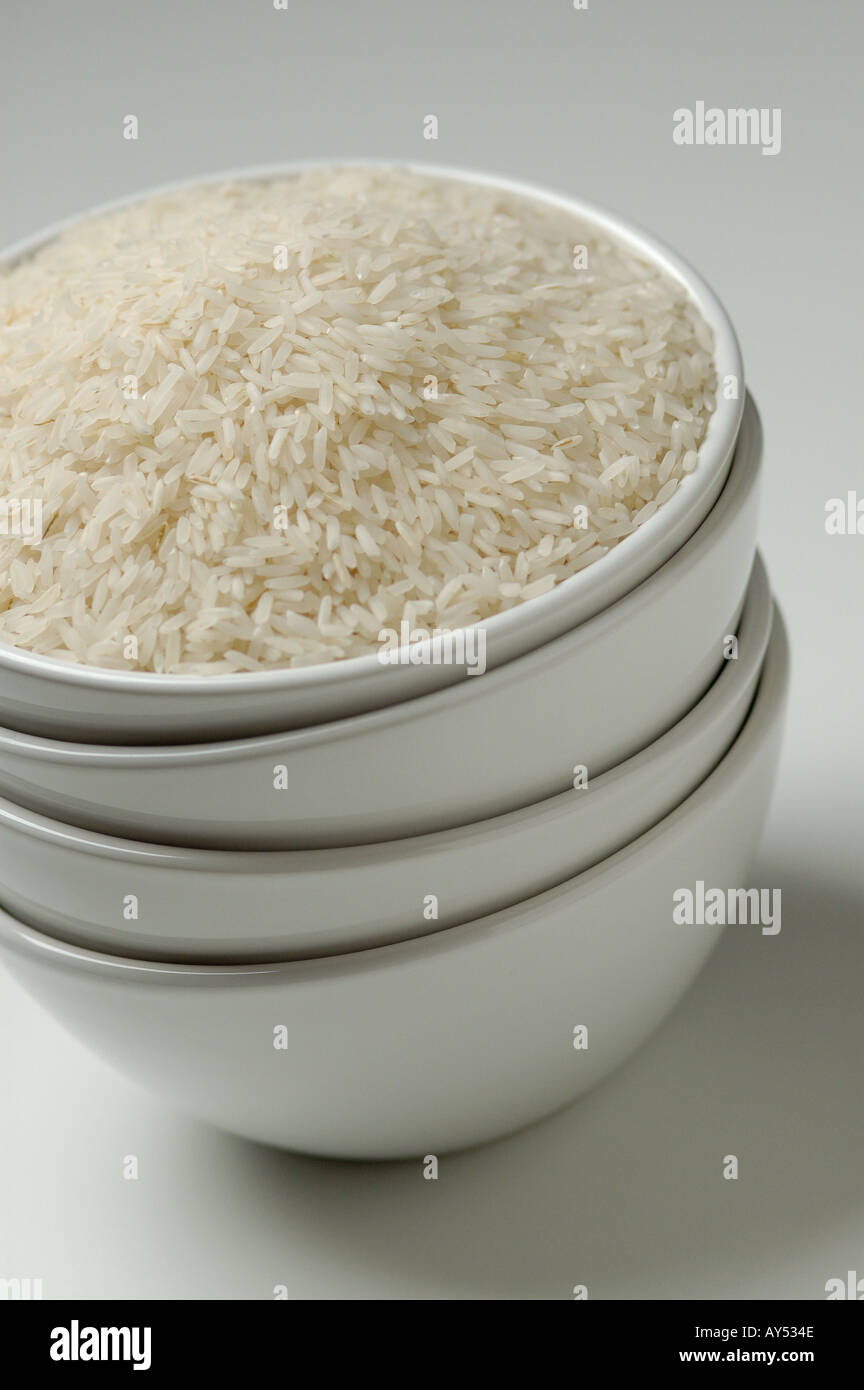 BOWLS OF BOILED RICE Stock Photo - Alamy