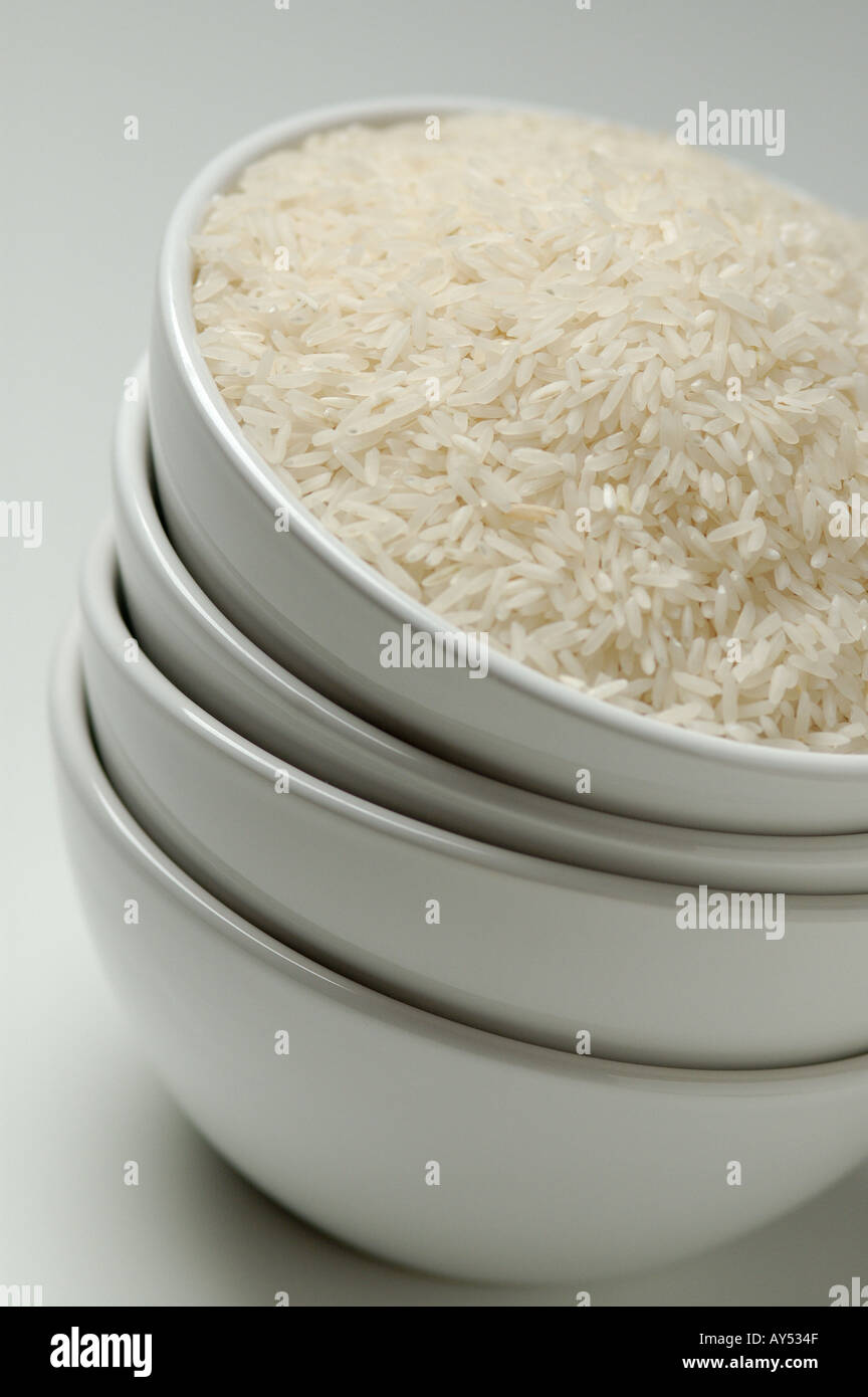 BOWLS OF BOILED RICE Stock Photo - Alamy