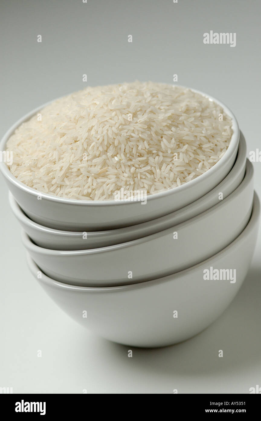 BOWLS OF BOILED RICE Stock Photo - Alamy