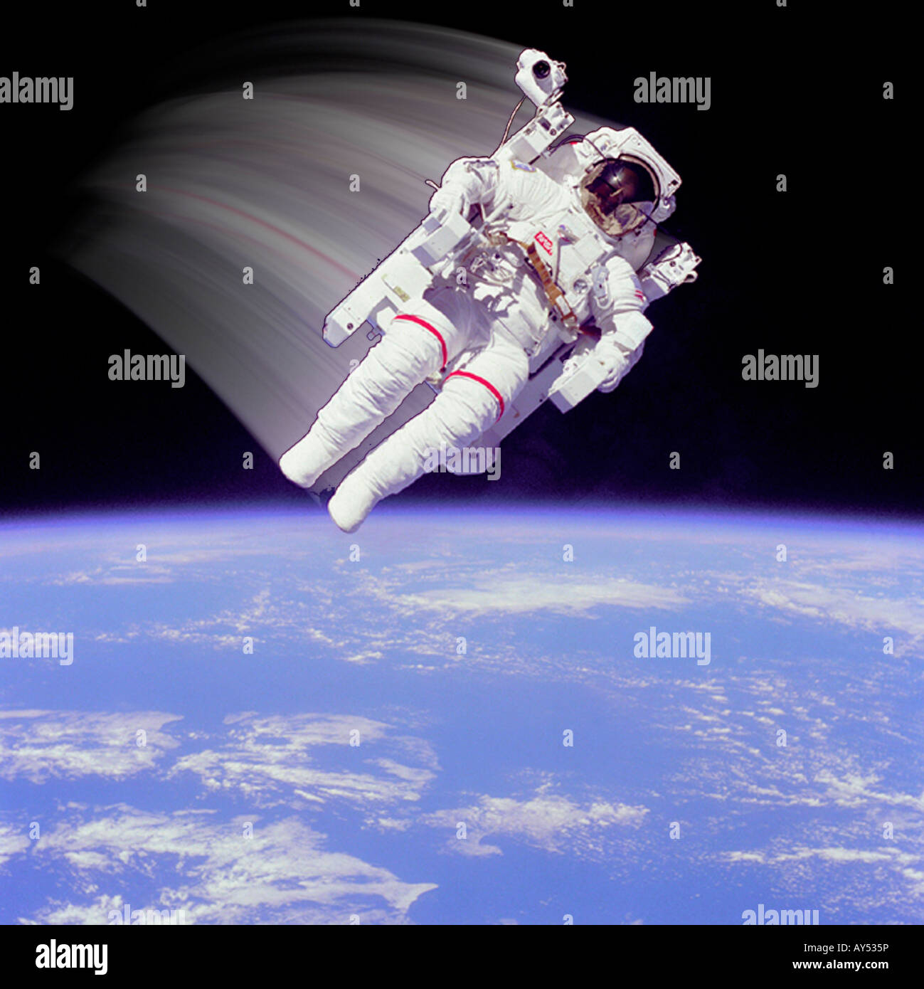 NASA Astronaut Bruce McCandless II floating tethered From Space Shuttle ...