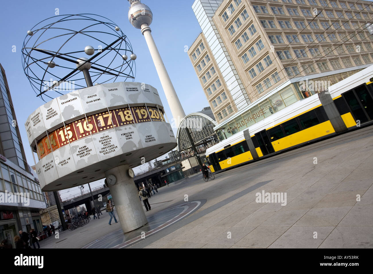 World Clock and Fernsehturm Alexanderplatz Berlin Germany Stock Photo ...