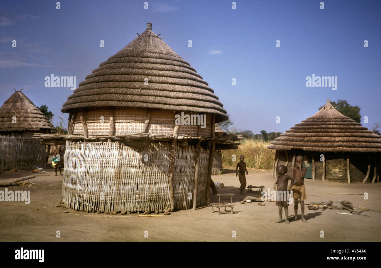 Tukul Village and Kids Stock Photo - Alamy