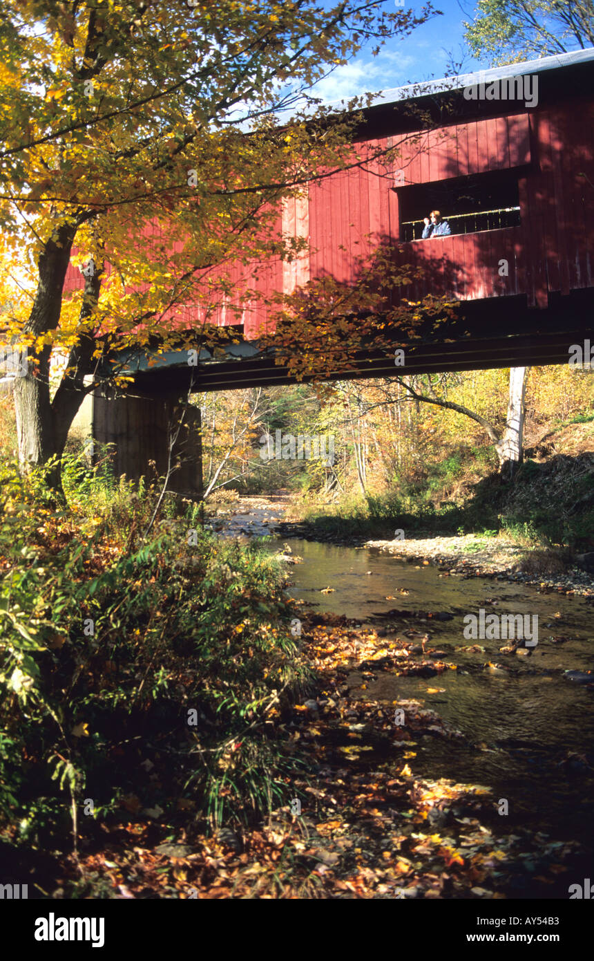 Queen Post Bridge a covered bridge in North Field Falls Vermont Stock ...