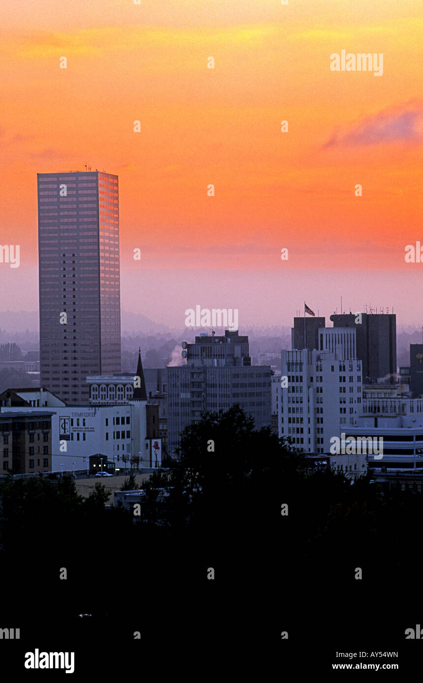 Skyscrapers of downtown Portland as viewed from the Vista Bridge ...