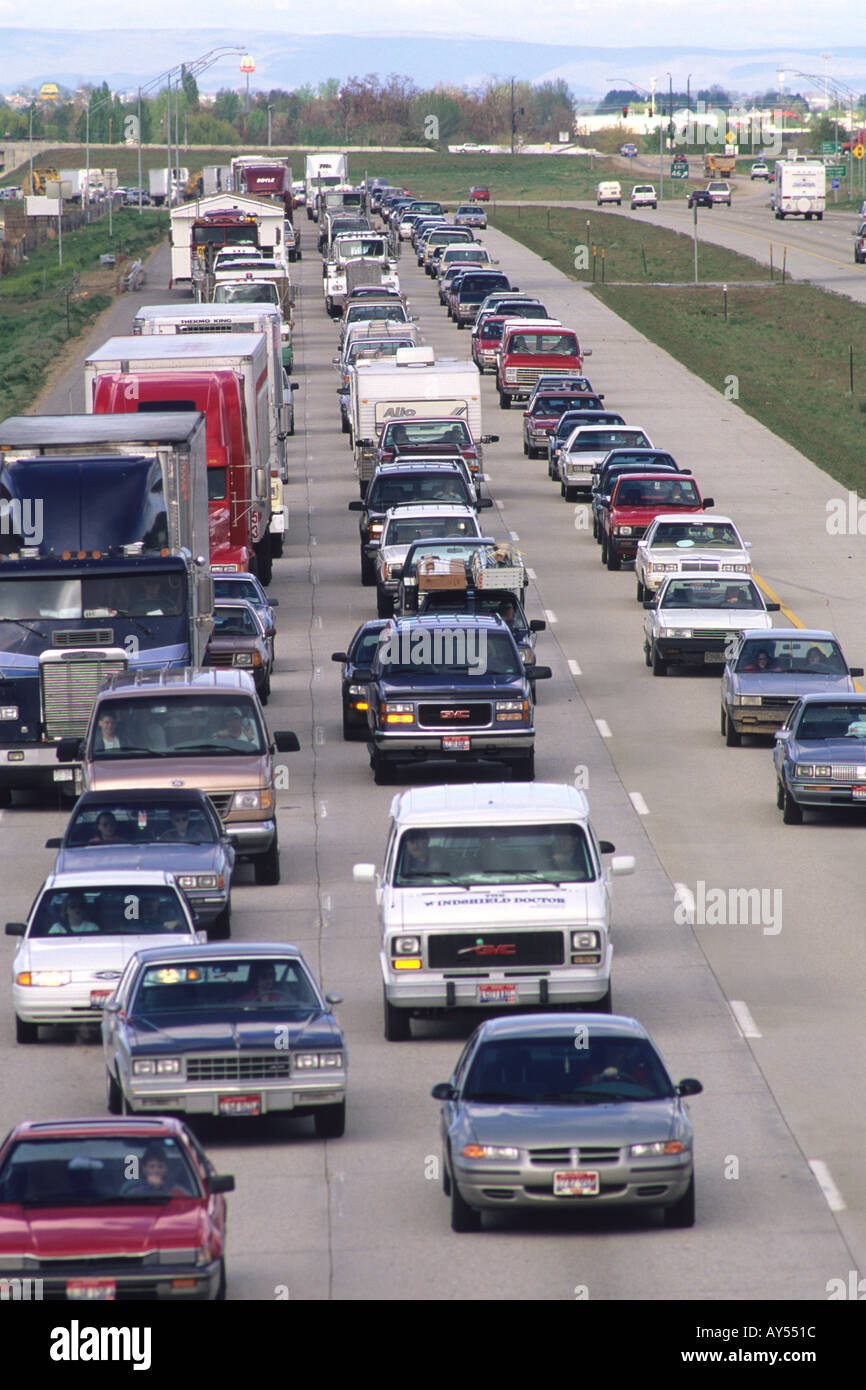 Traffic jam on Interstate 84 west of Boise Idaho Stock Photo - Alamy