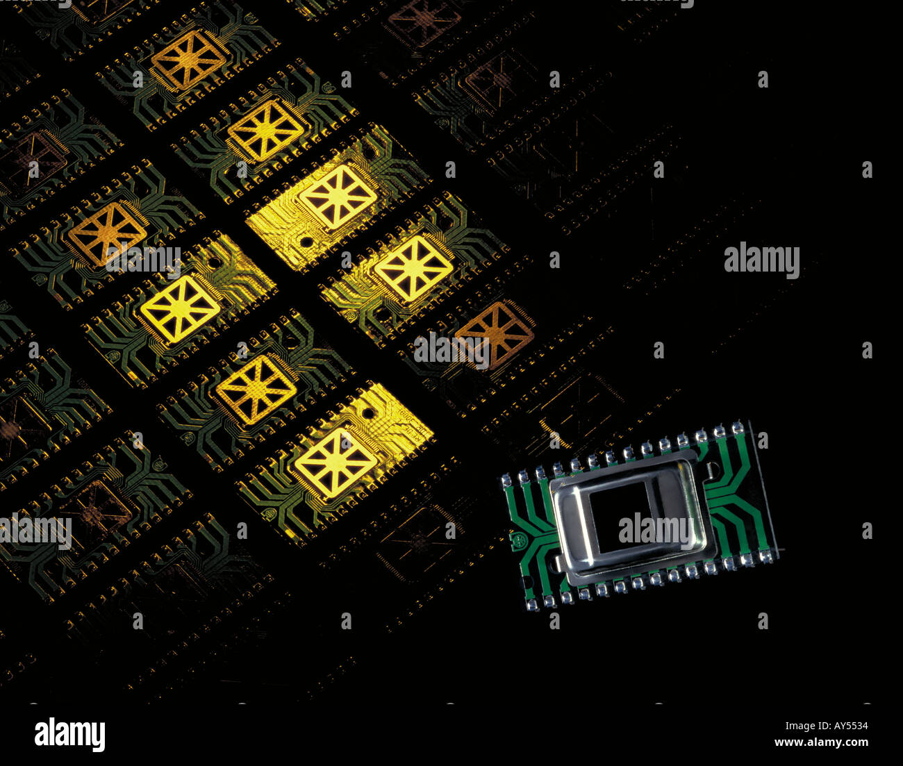 Detail of computer microchips during design and production processes ...