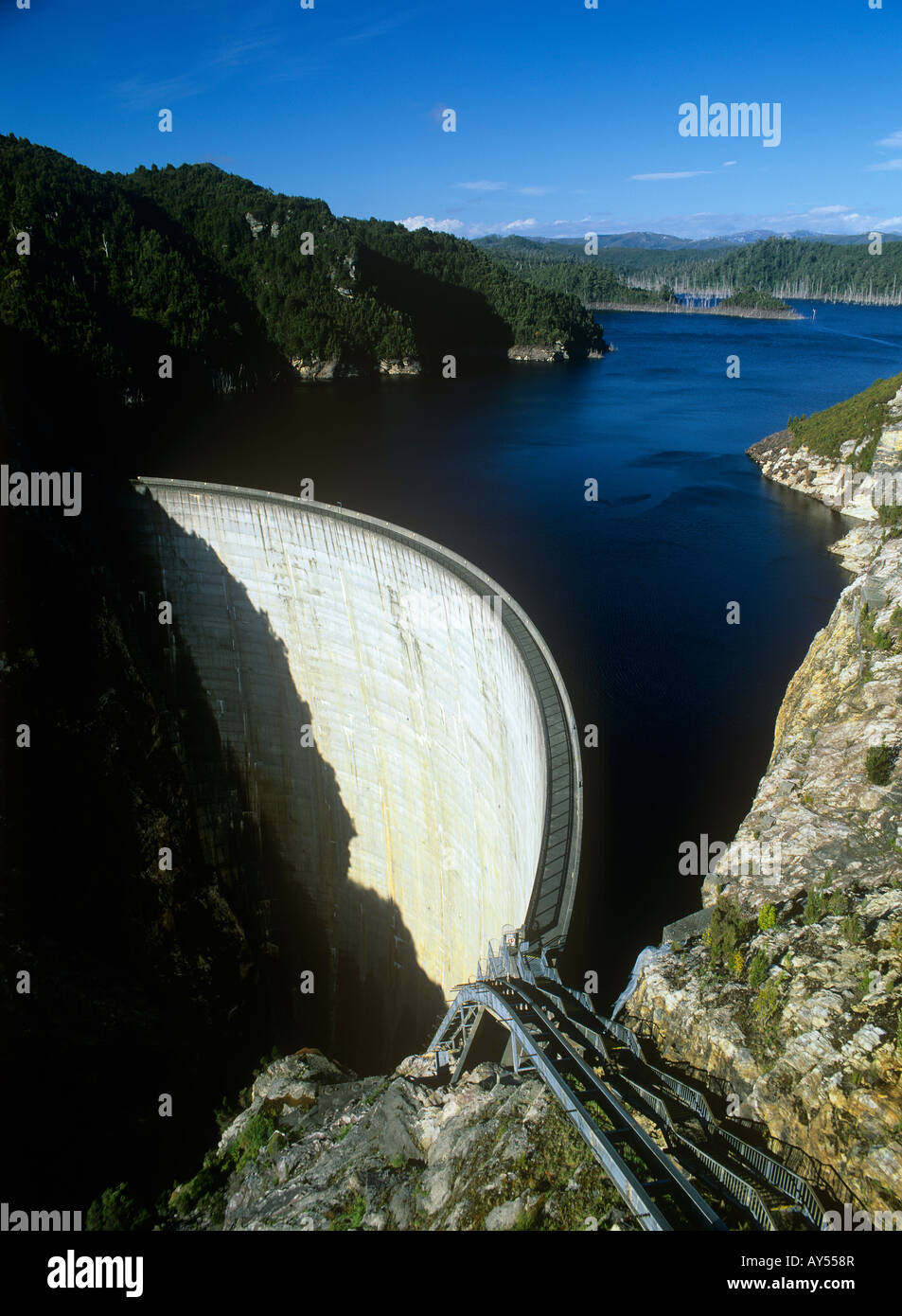 Gordon Dam and reservoir Southwest National Park Tasmania Australia ...