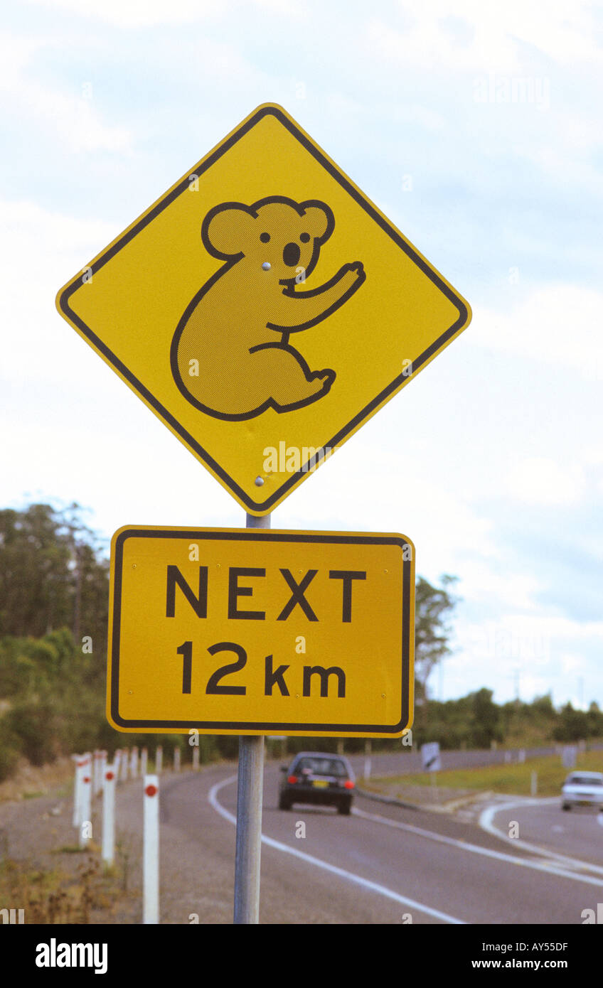 A koala bear crossing road sign in Australia Stock Photo - Alamy