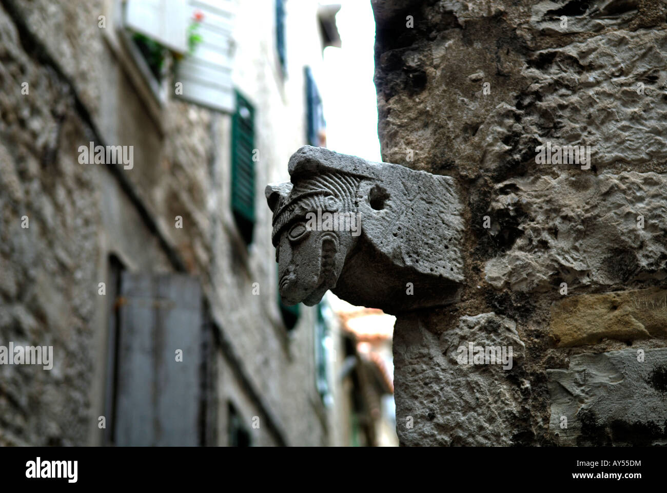 Decorative stone carving. Diocletian Palace, Split, Croatia Stock Photo ...