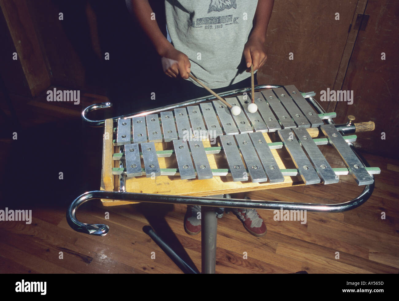 Student playing the glockenspiel Stock Photo - Alamy
