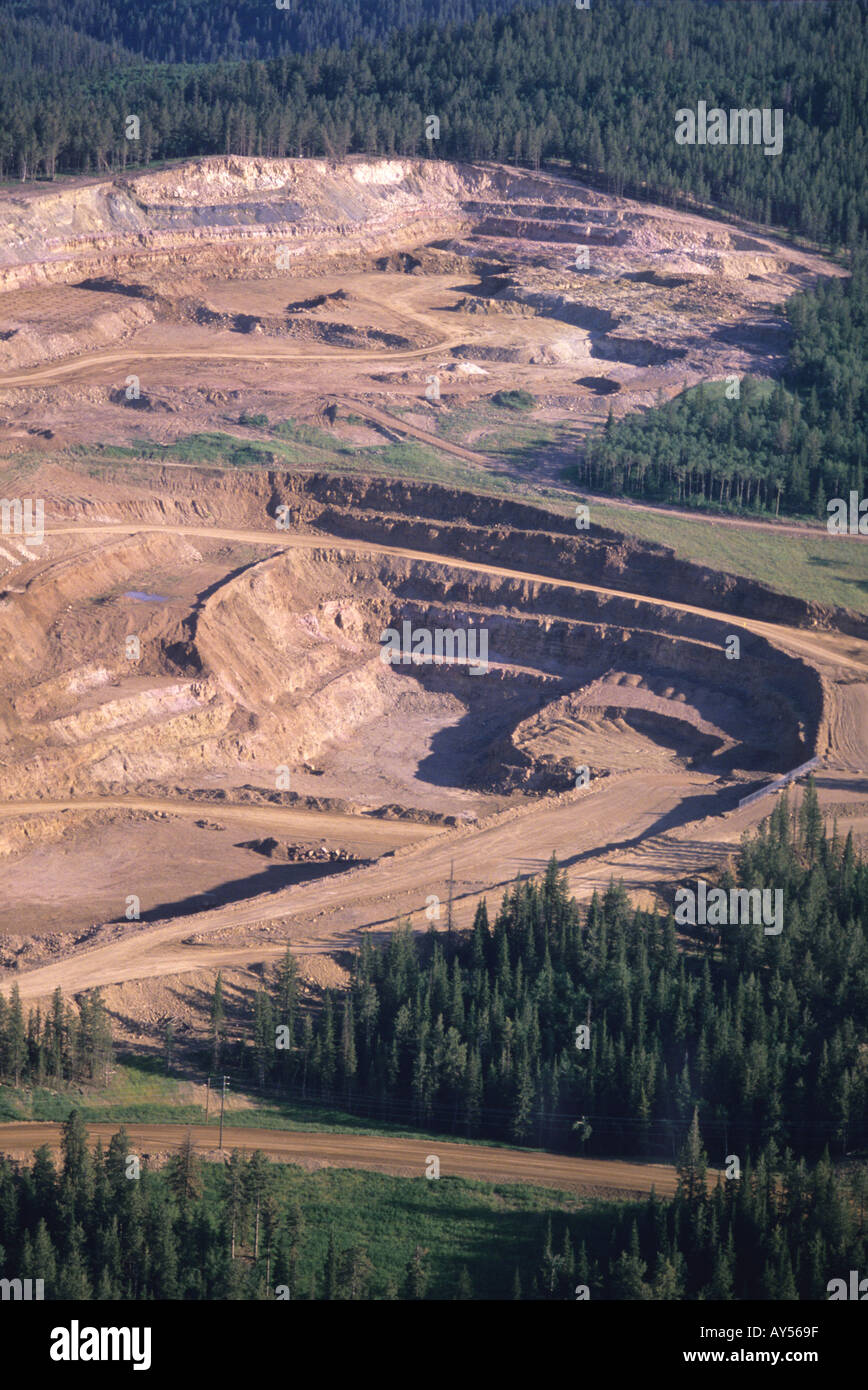 Open pit gold mine containing a cyanide leaching pond in Black Hills ...