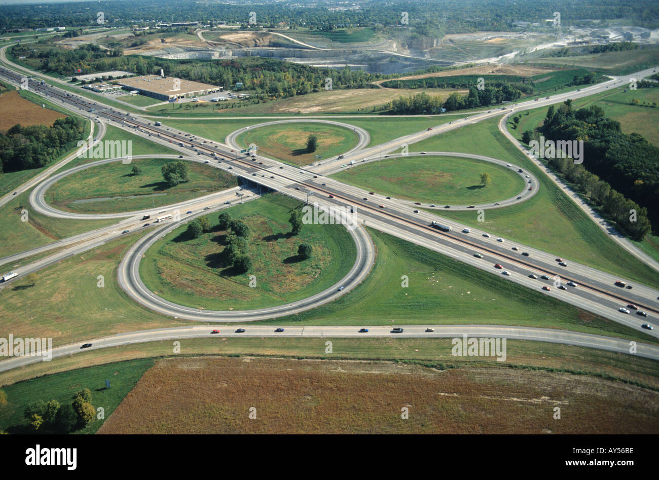 Freeway interchange on Interstate 70 near St Louis Missouri Stock Photo ...