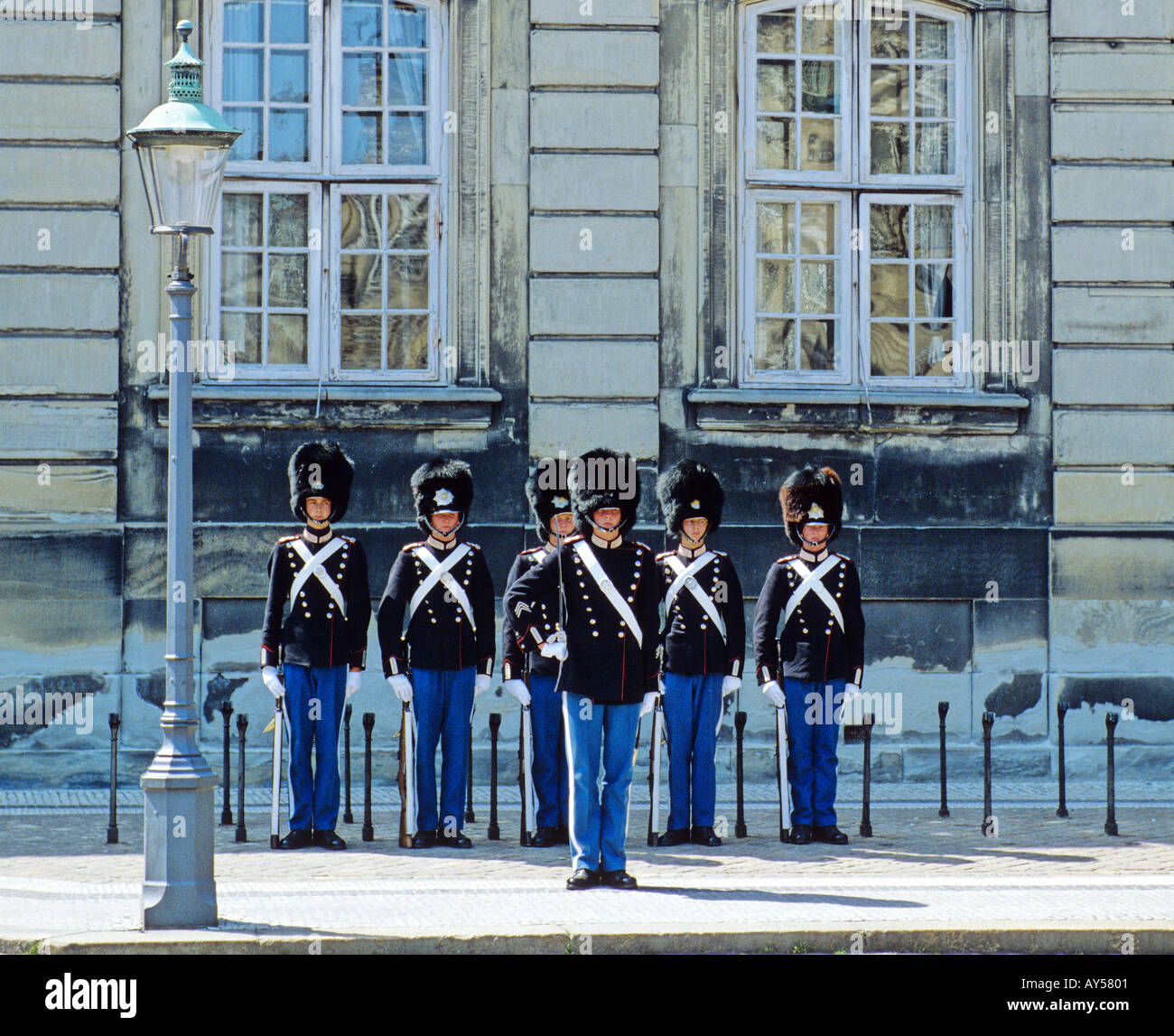 Royal Guards at the Amalienborg Palace Copenhagen Denmark Stock Photo ...