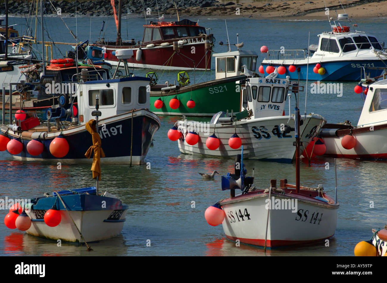Cornwall fishing boats in the harbour of St Ives Stock Photo - Alamy