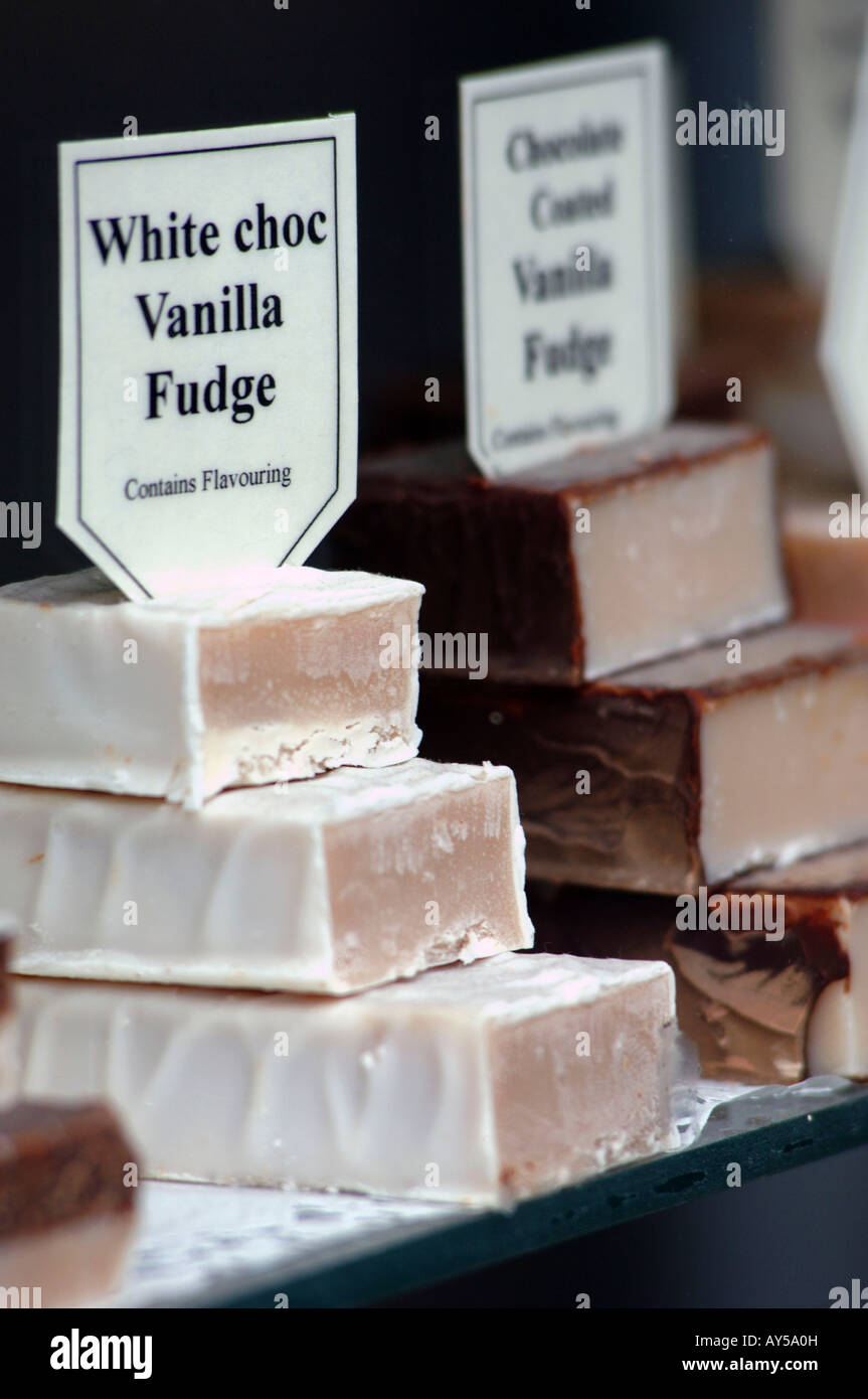 Cornwall fudge display in shop window Stock Photo - Alamy