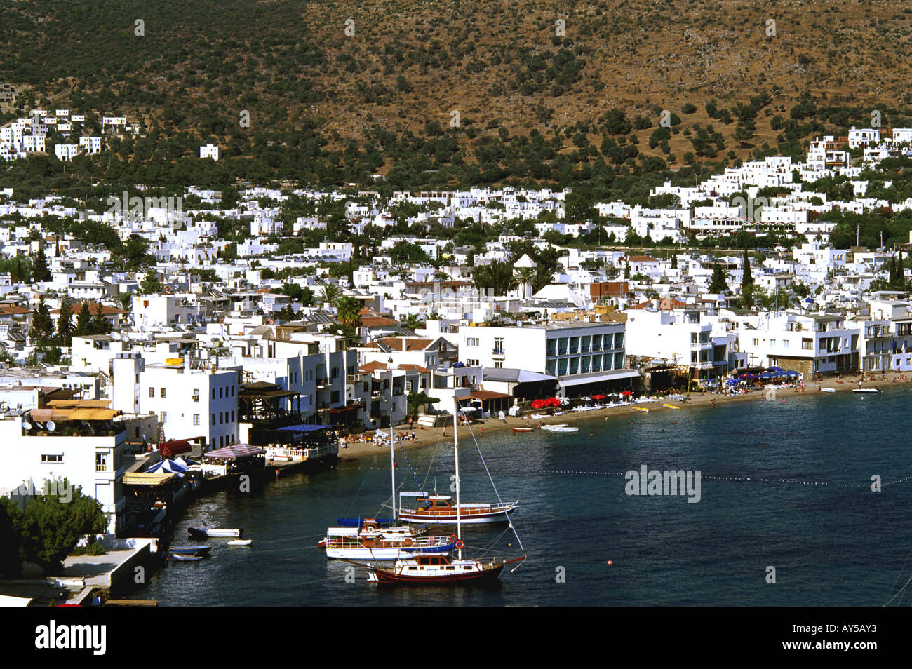 Turkey Mediterranean Coast Mugla Region Bodrum View of the Beach Stock ...