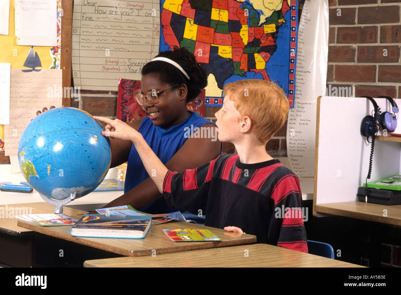 School Children Ages 10 to 12 in Elementary School Classroom Stock ...