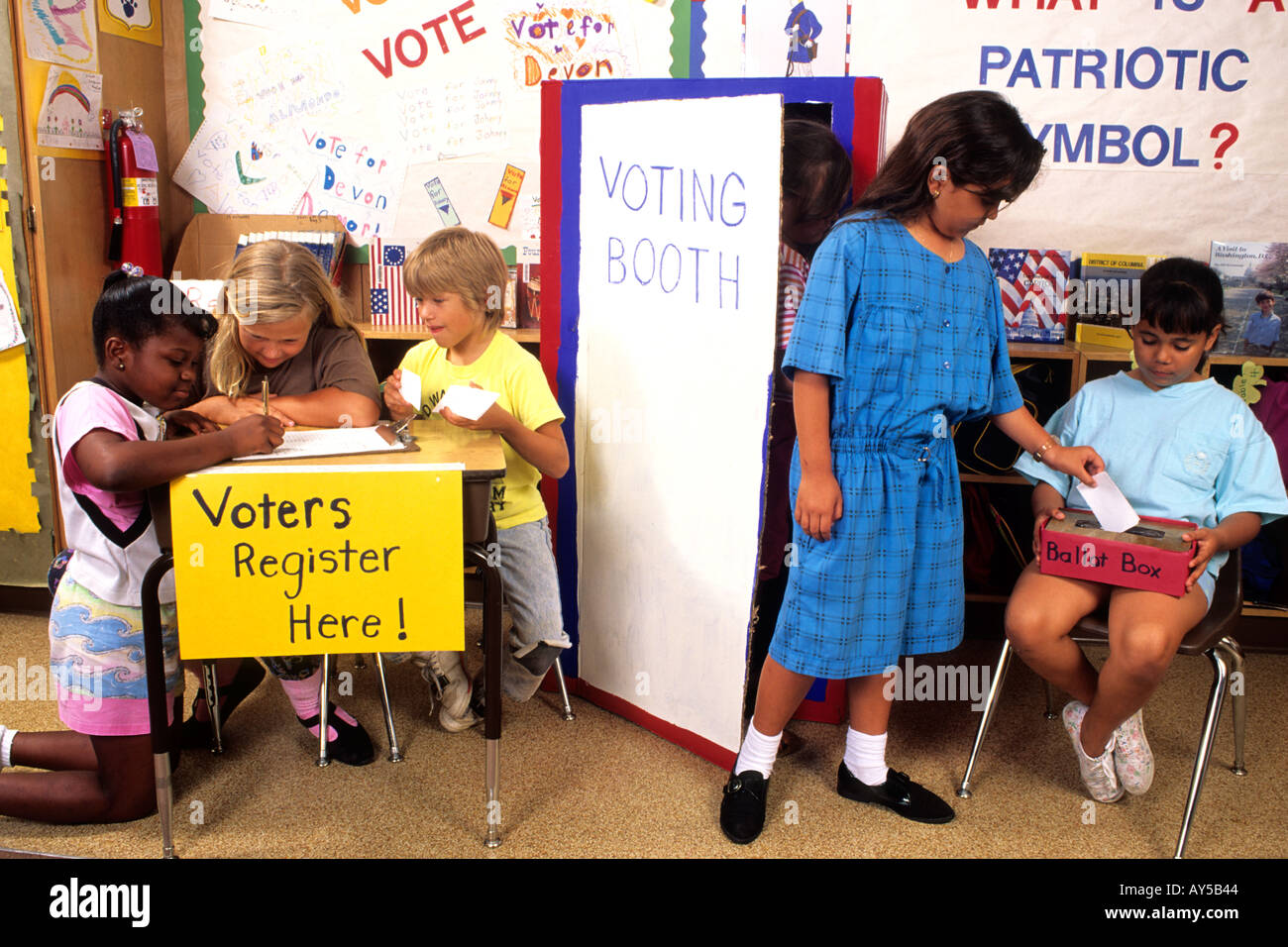 Patriotic School Children Participating in Elementary School Mock ...
