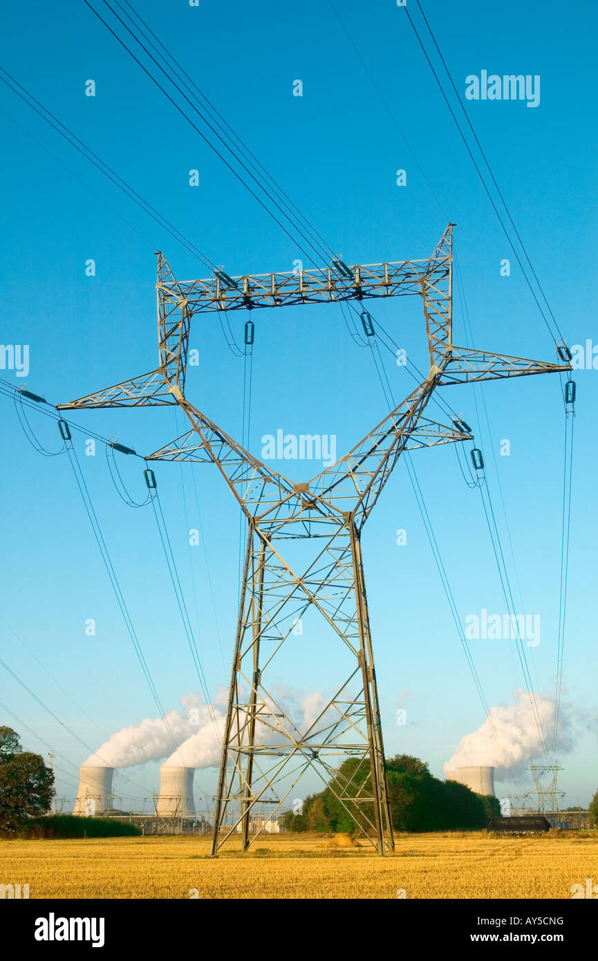 NUCLEAR ENERGY POWERLINE LOIRET CENTRE FRANCE Stock Photo - Alamy