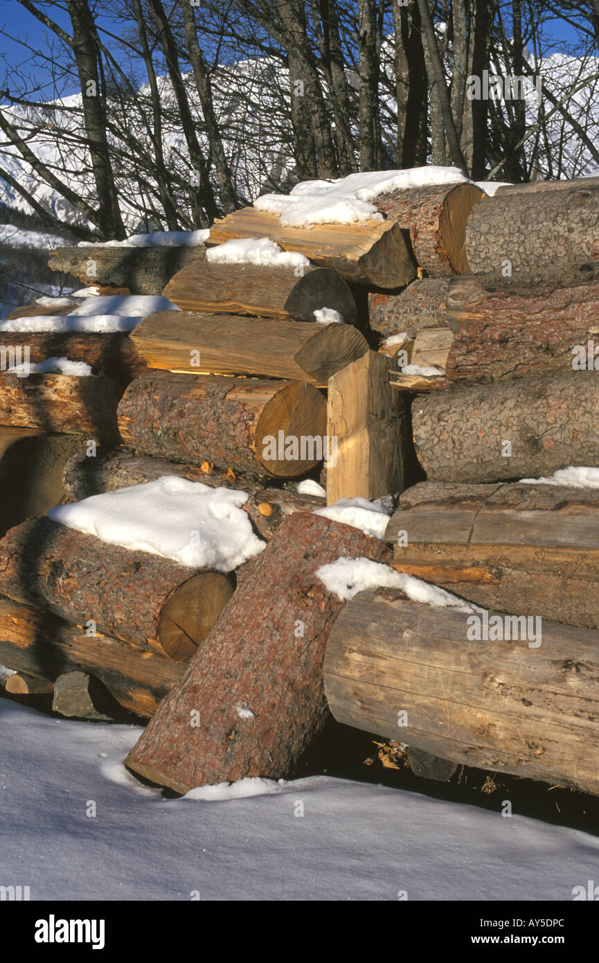 Mountain Wood and Snow Stock Photo - Alamy