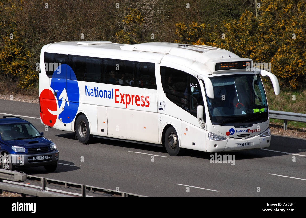 National Express coach on M40 motorway, Warwickshire, UK Stock Photo ...