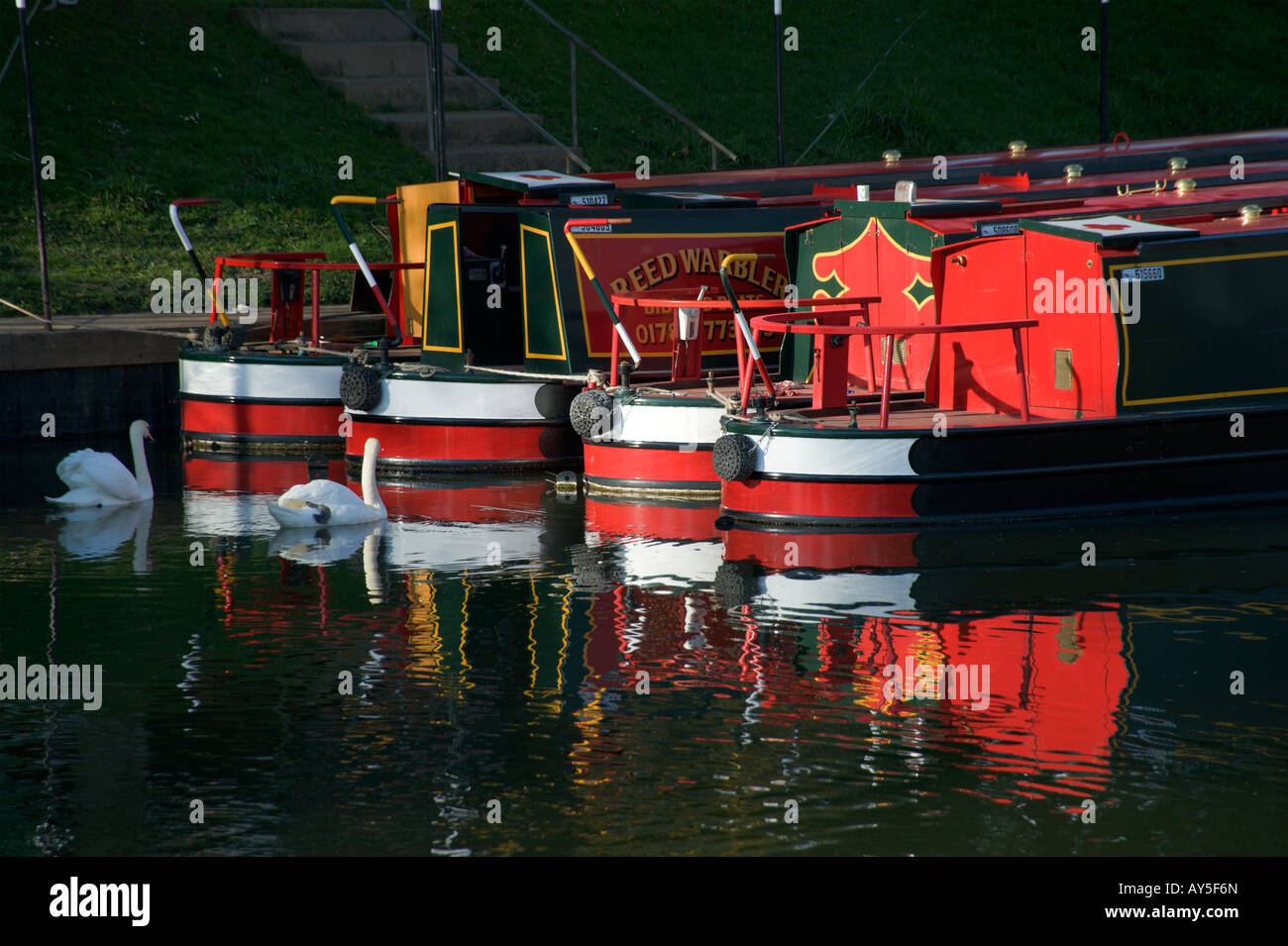 narrow boats the river avon bidford on avon warwickshire the midlands ...