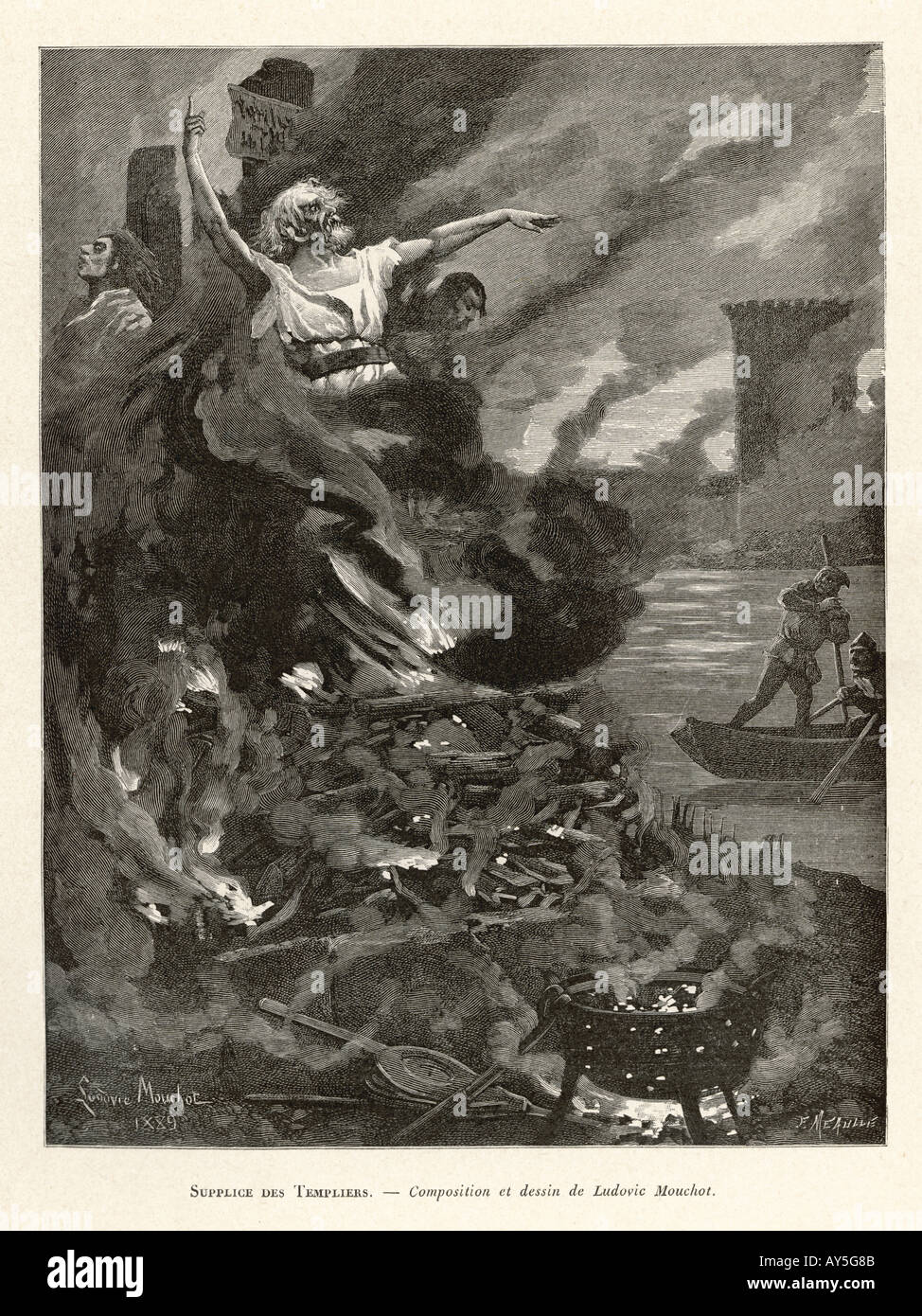 Templars Burn Mouchot Stock Photo - Alamy