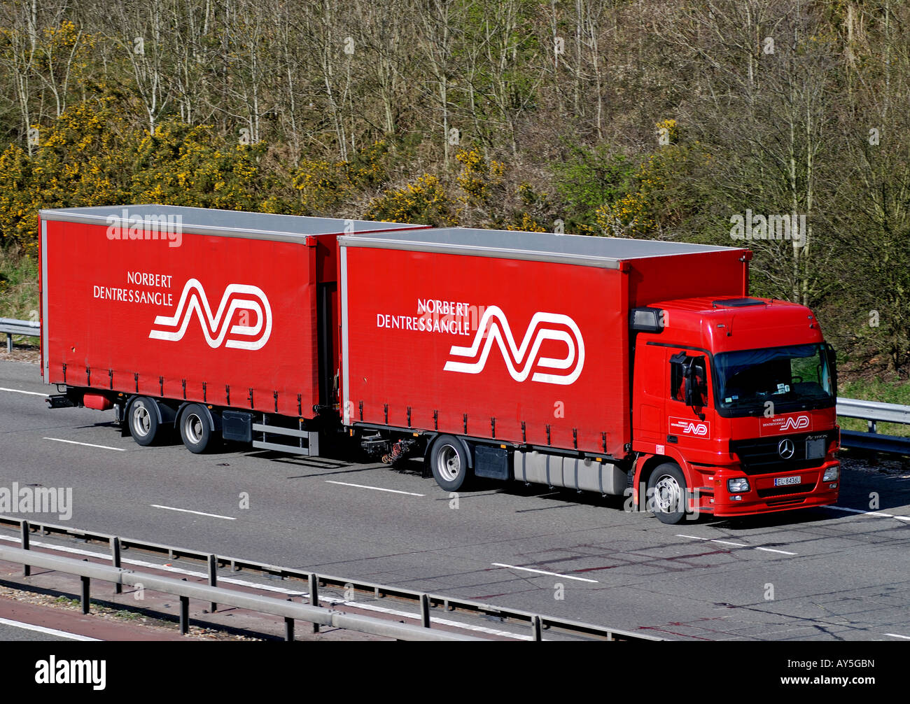 Norbert Dentressangle lorry on M40 motorway, Warwickshire, UK Stock ...
