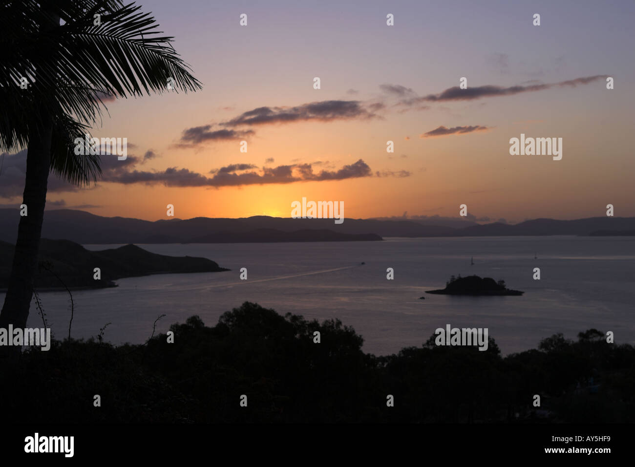 Sunset from Lookout Hill Hamilton Island Whitsunday Australia Stock ...