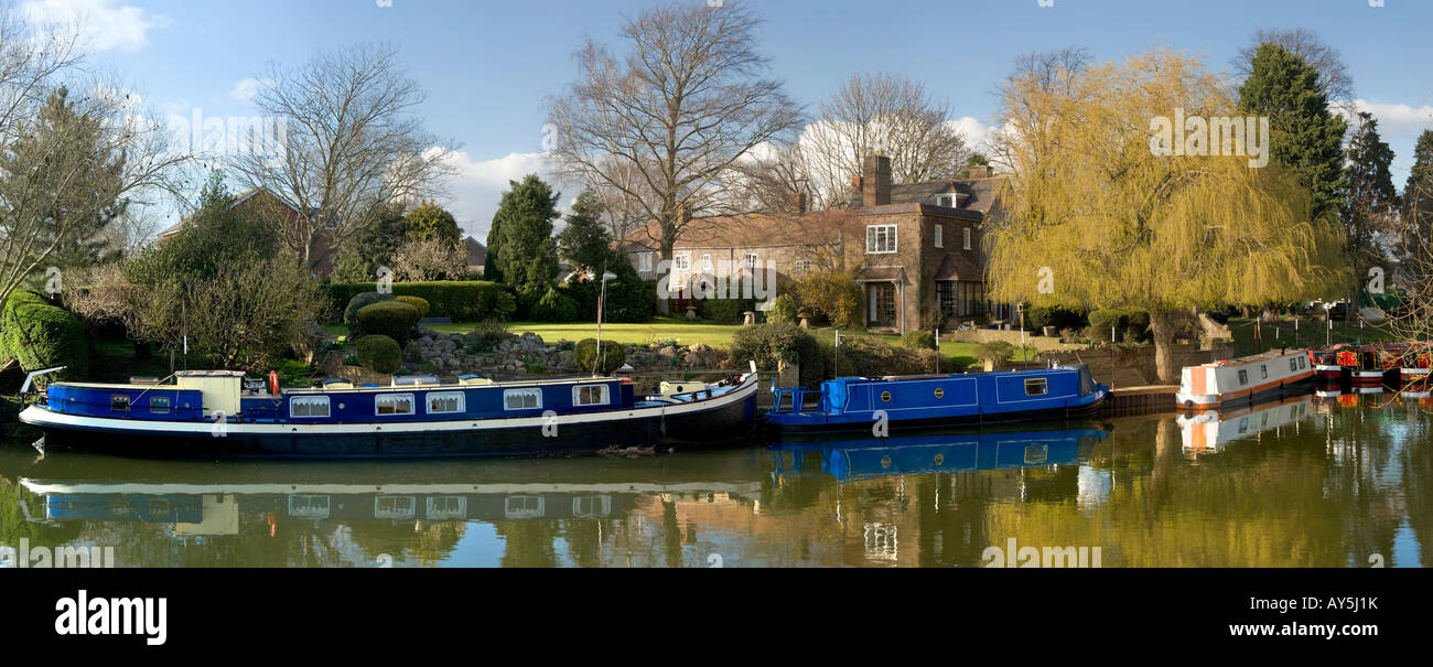 narrow boats the river avon bidford on avon warwickshire the midlands ...