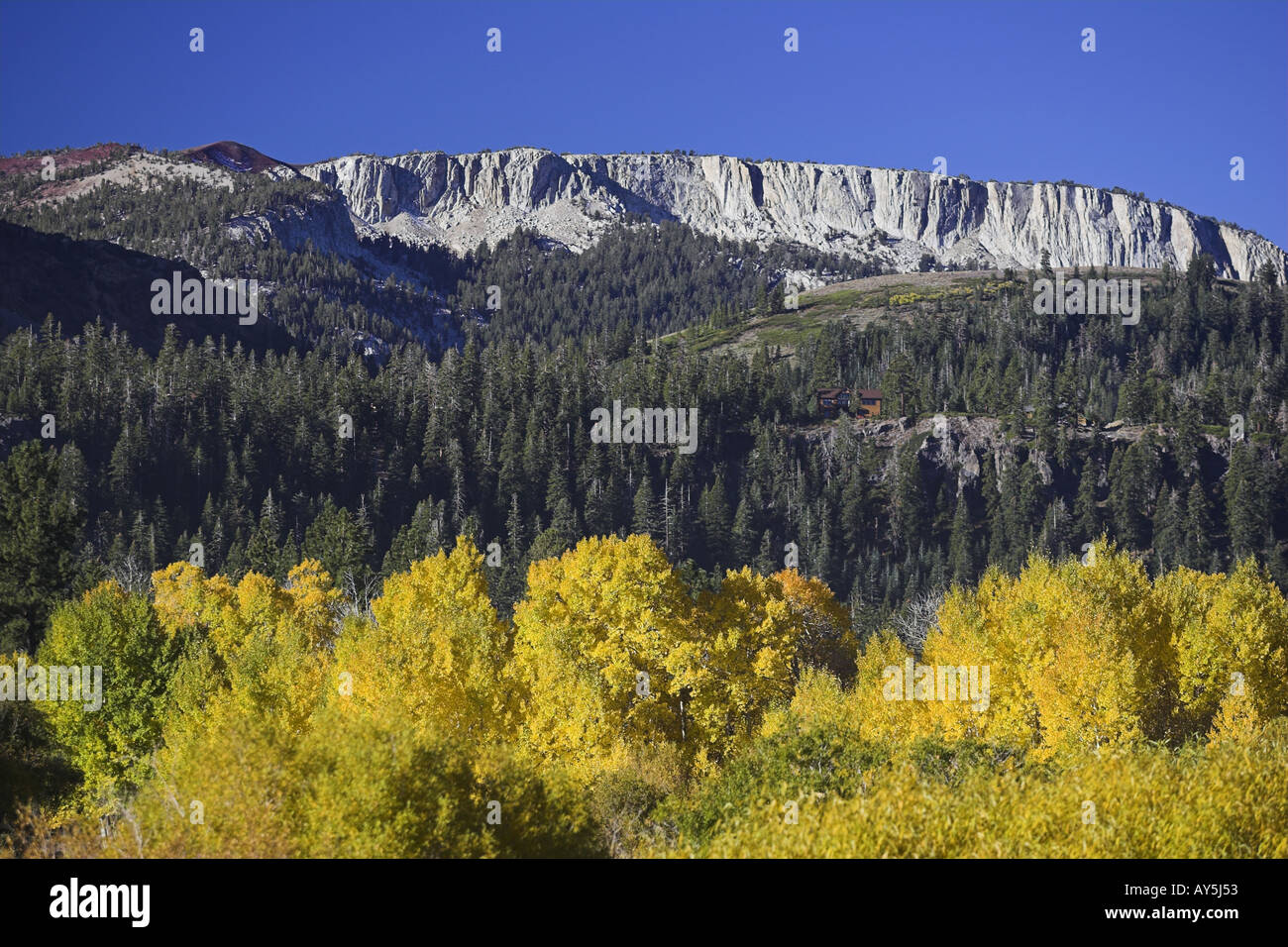 View from Mammoth Lakes town towards Panorama Dome California Stock ...