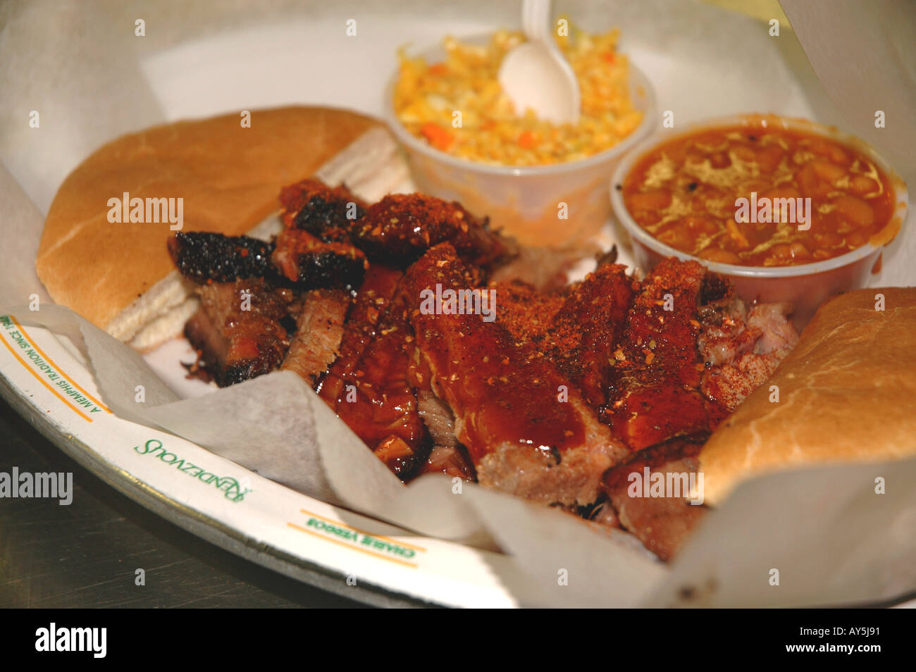 Memphis barbecue ribs wet with barbecue sauce and dry without Stock ...