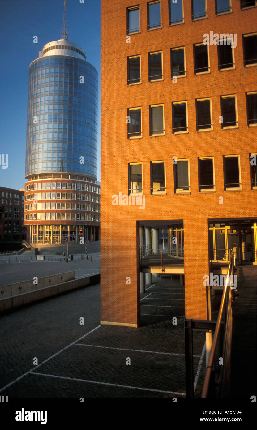 Hanseatic Trade Center new office building complex at the river Elbe in ...