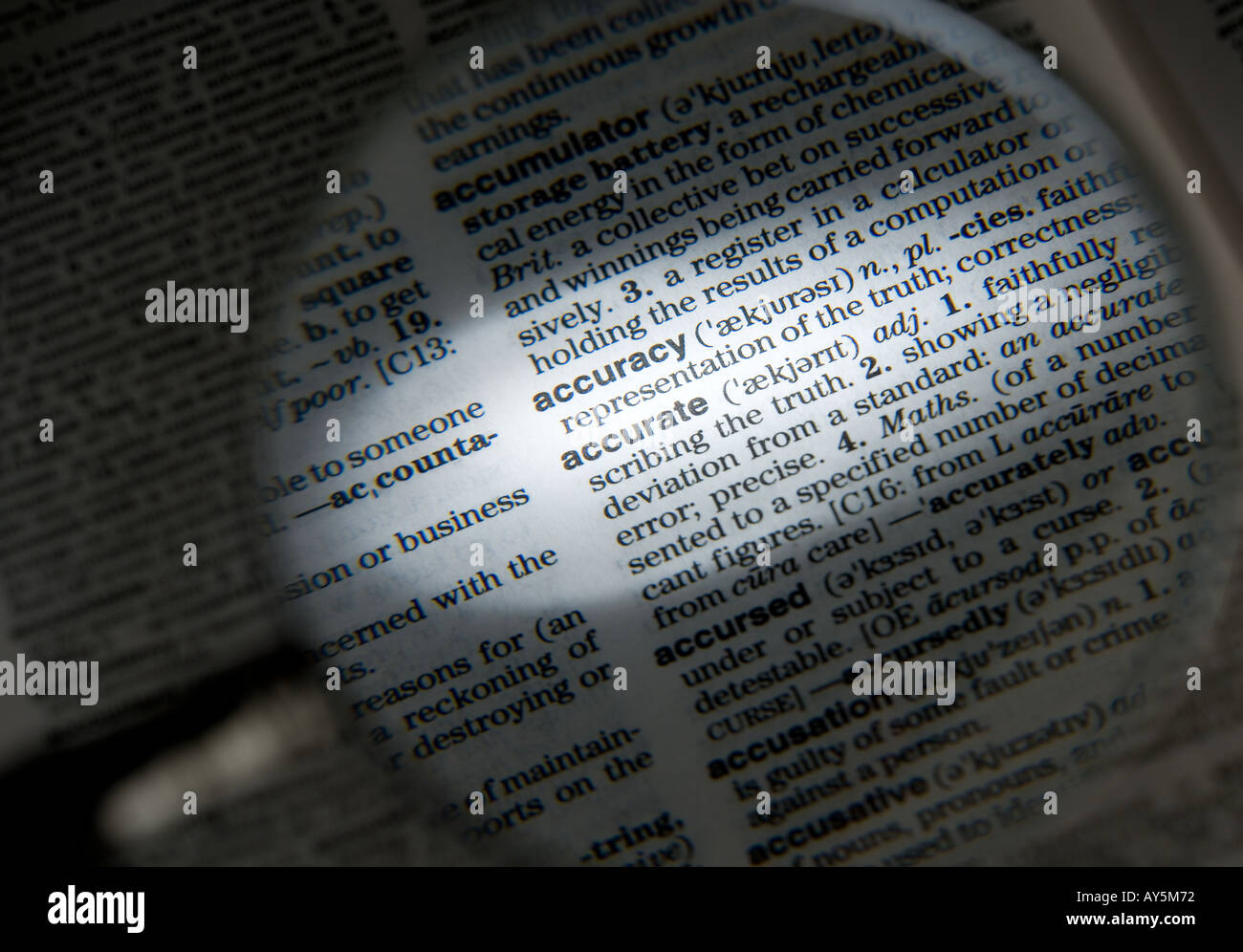 MAGNIFYING GLASS ON DICTIONARY PAGE SHOWING DEFINITION OF THE WORD ...
