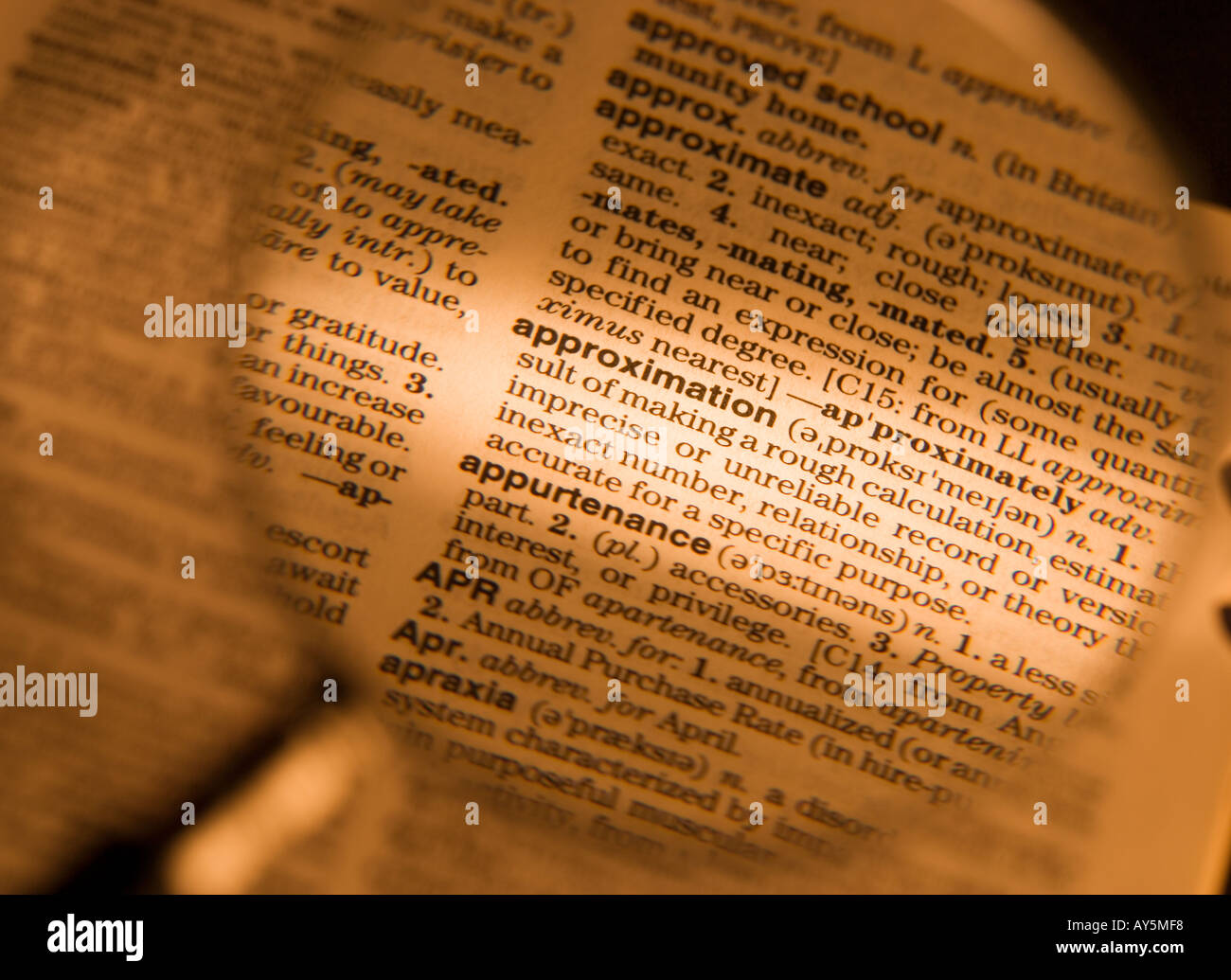 MAGNIFYING GLASS ON DICTIONARY PAGE SHOWING DEFINITION OF THE WORD ...