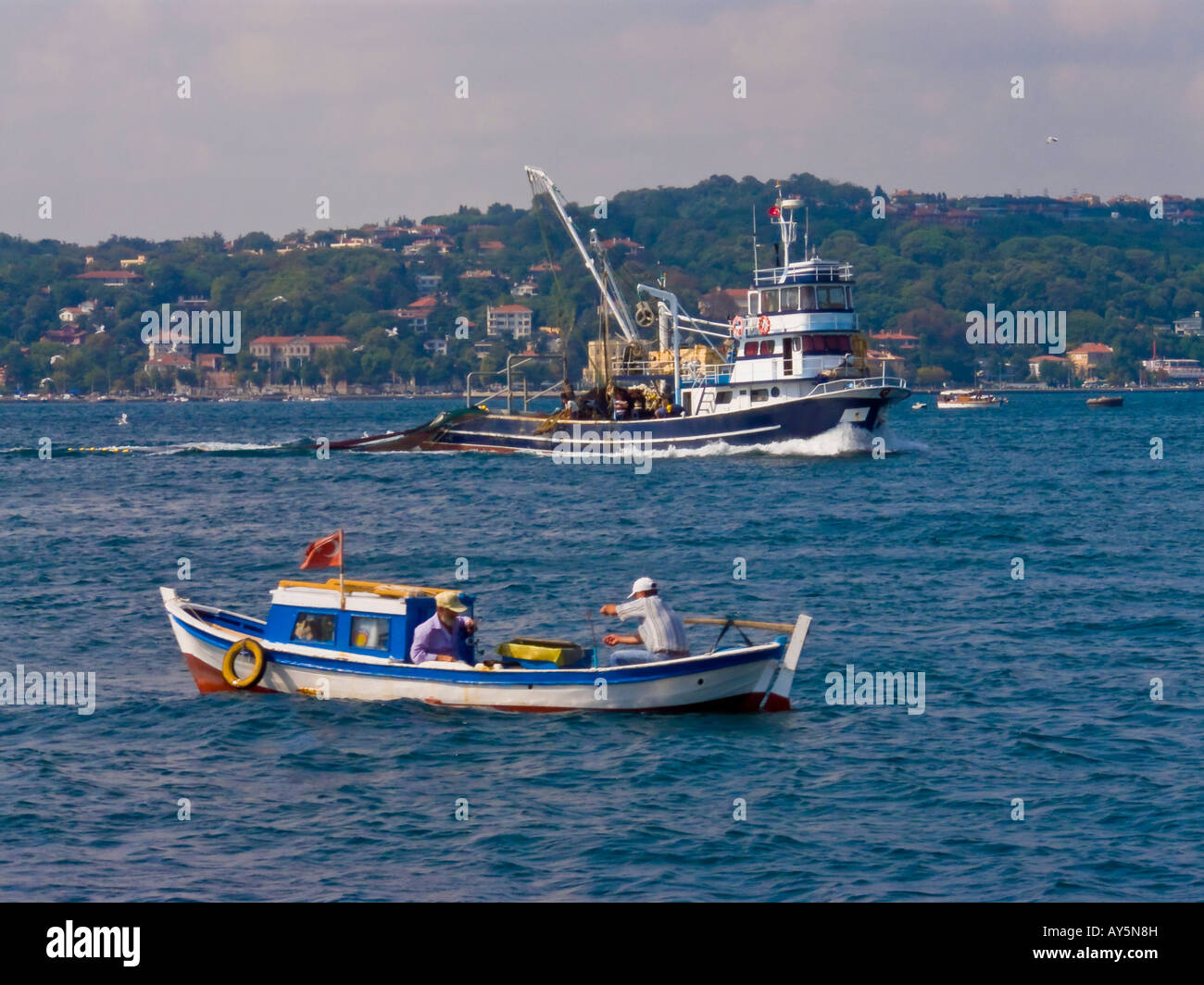 Fishing in the Bosphorus Sea Istanbul Turkey Stock Photo - Alamy