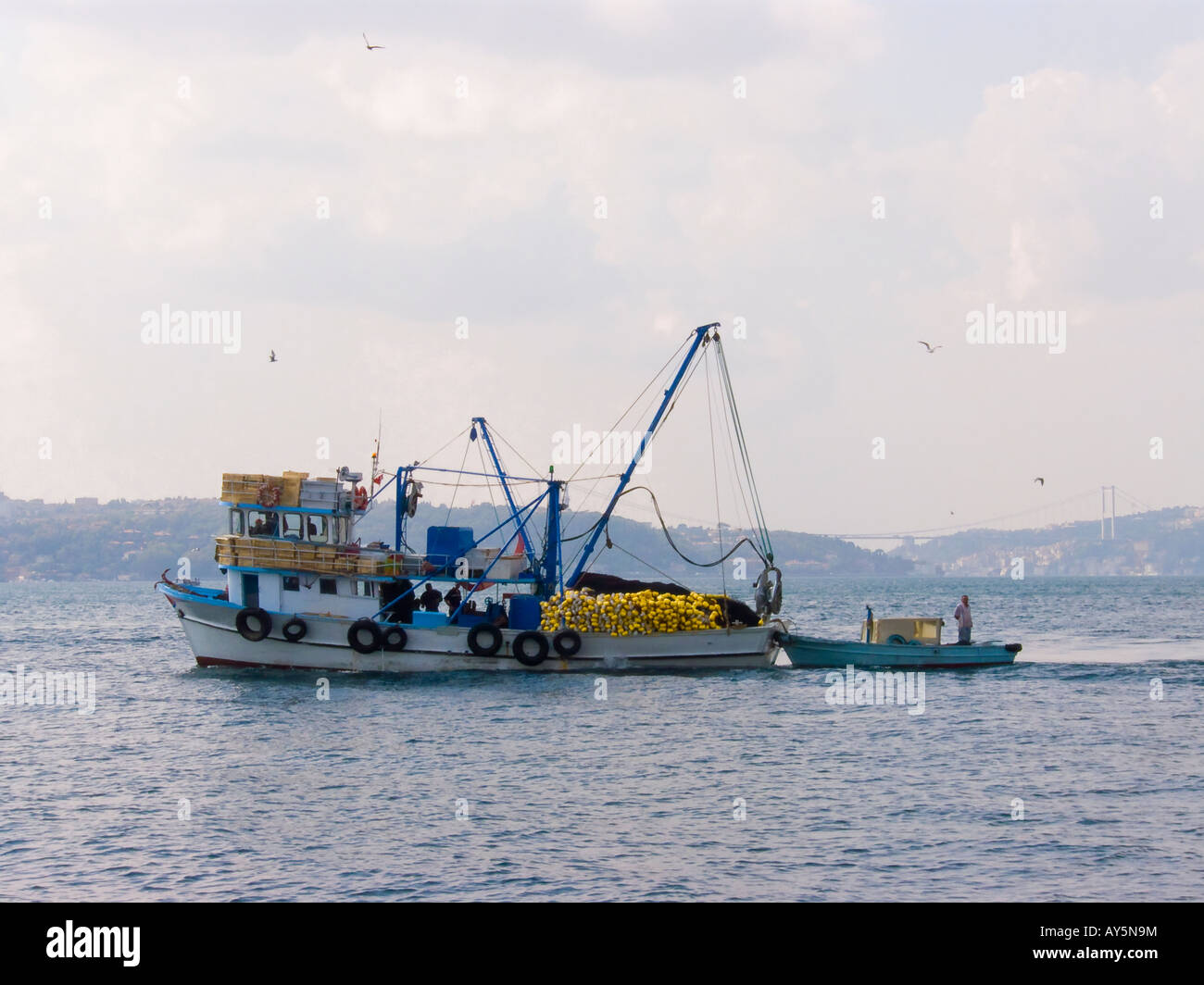Fishing in the Bosphorus Sea Istanbul Turkey Stock Photo - Alamy