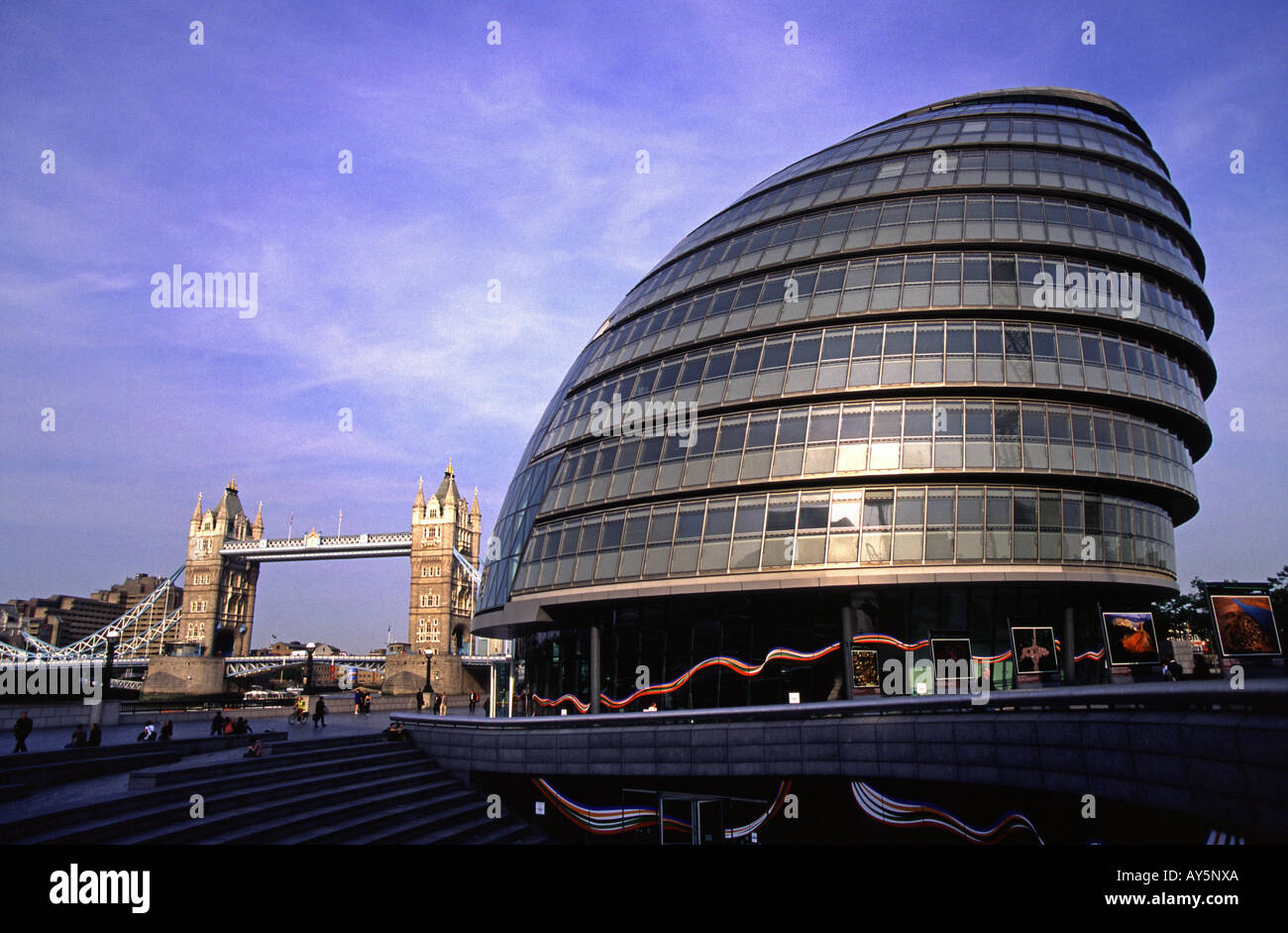 GLA City Hall and Tower Bridge in London UK Stock Photo - Alamy