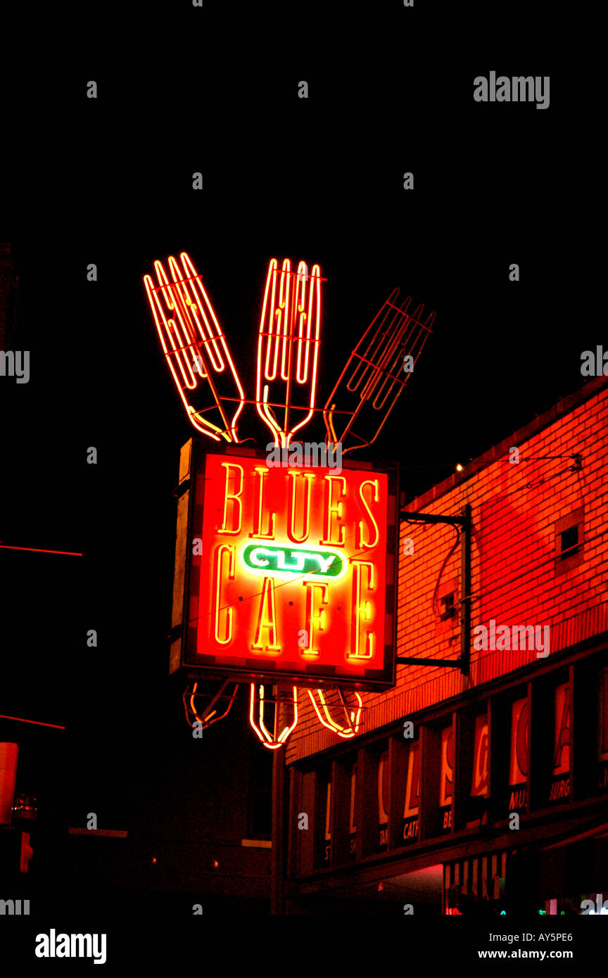 Memphis Tennessee Blues City Cafe sign night Stock Photo - Alamy