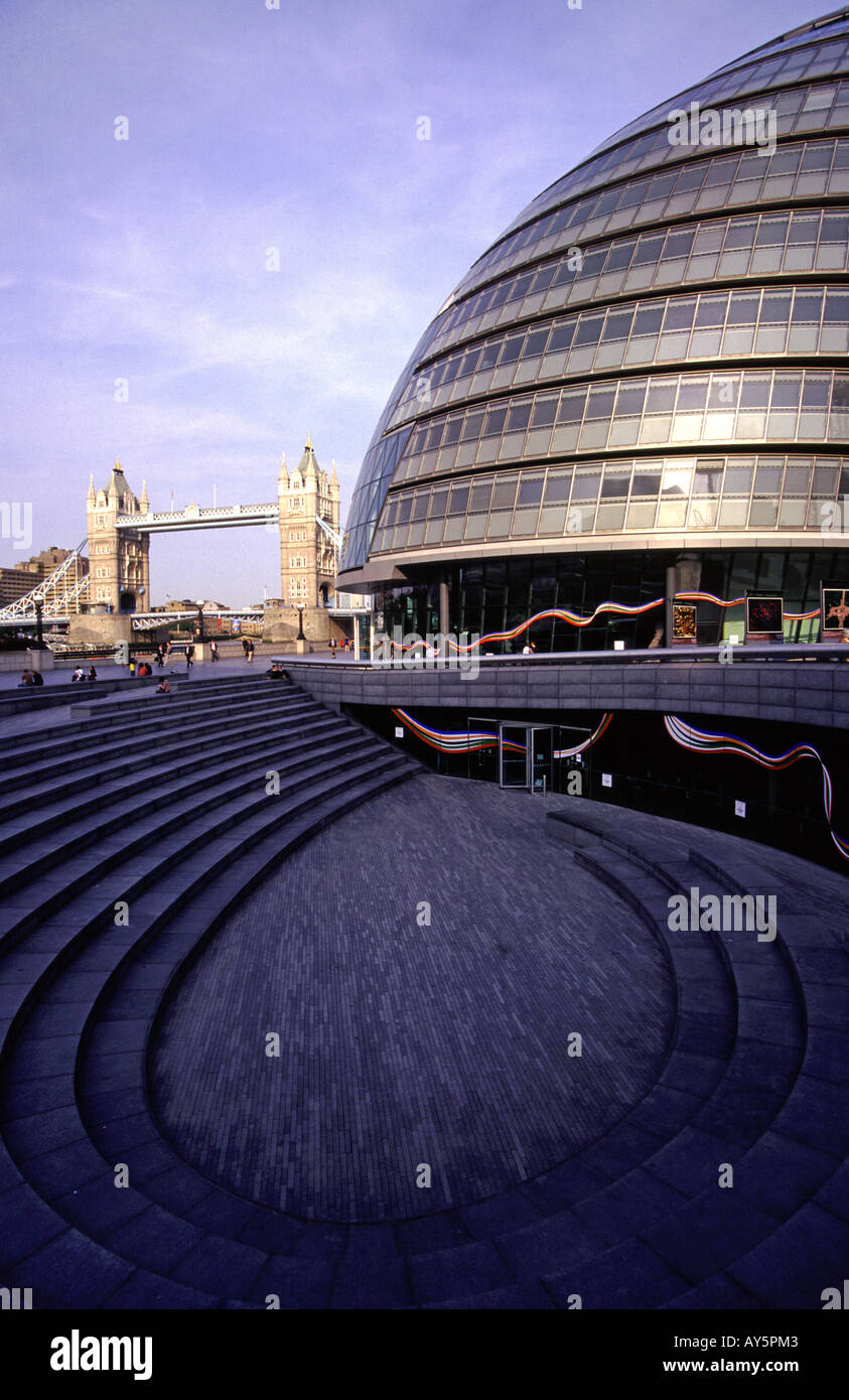 GLA City Hall and Tower Bridge in London UK Stock Photo - Alamy