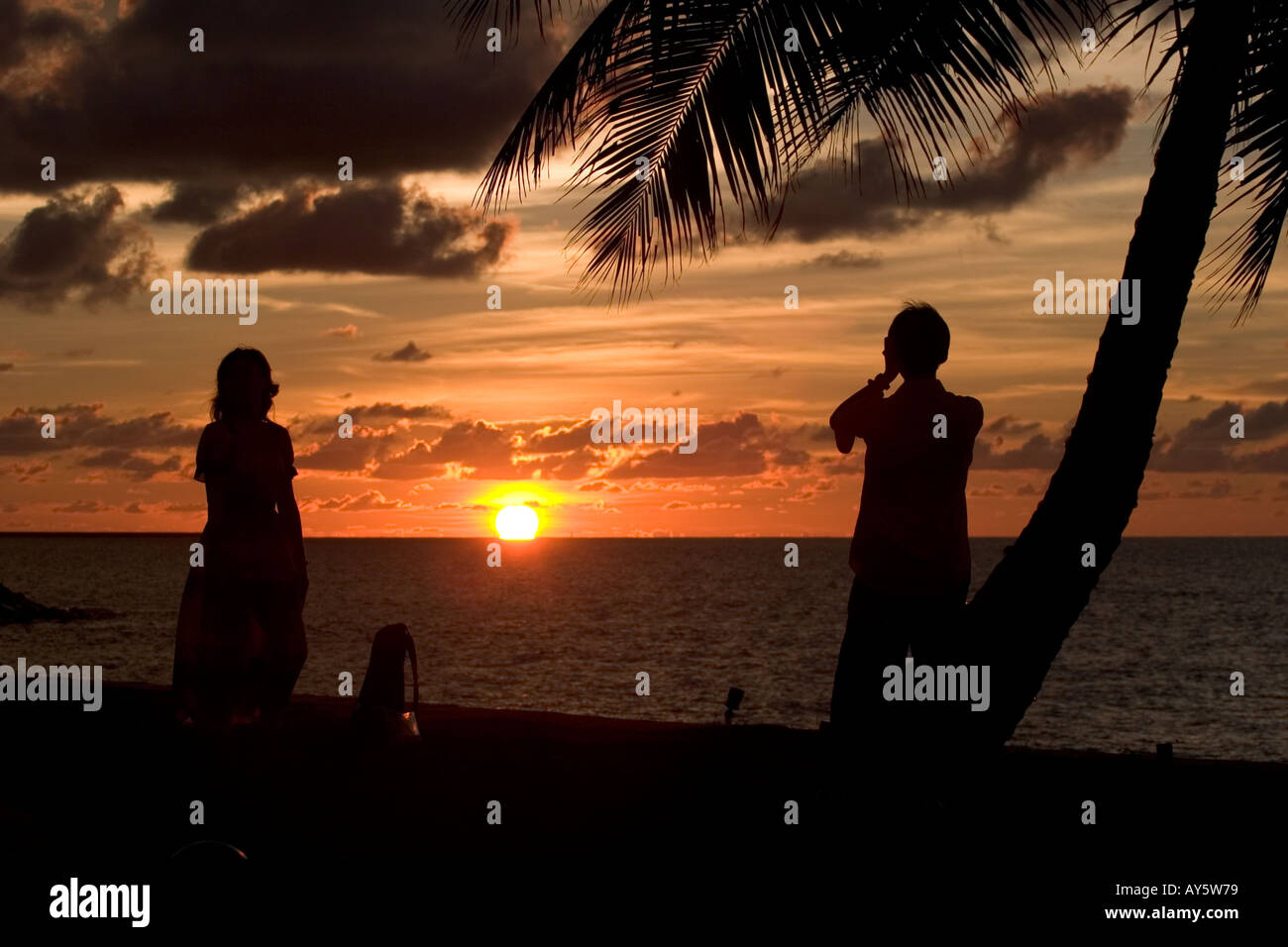 Romantic couple beautiful sunset on hi-res stock photography and images ...