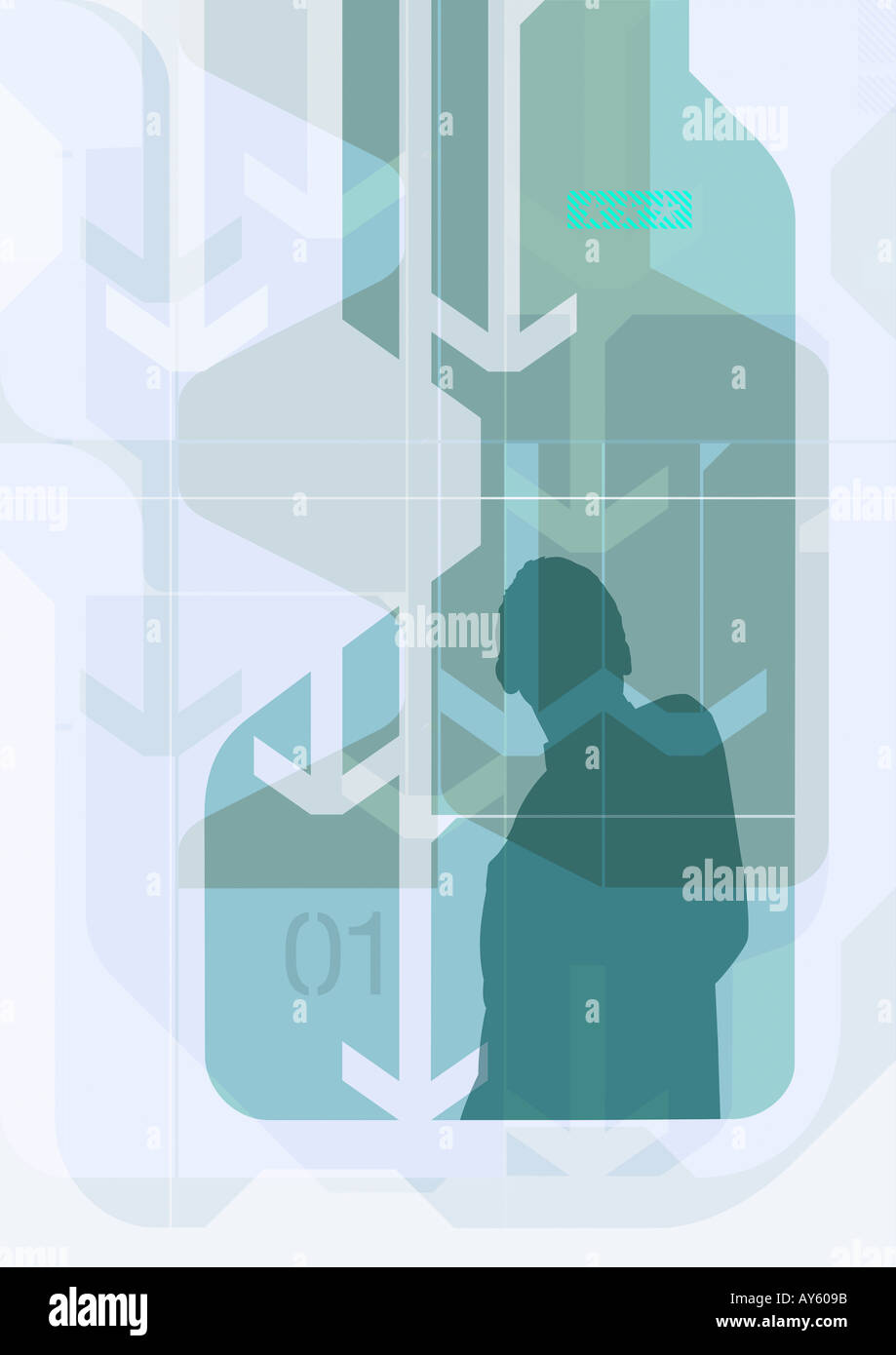 man looking into distance iconic design Stock Photo - Alamy