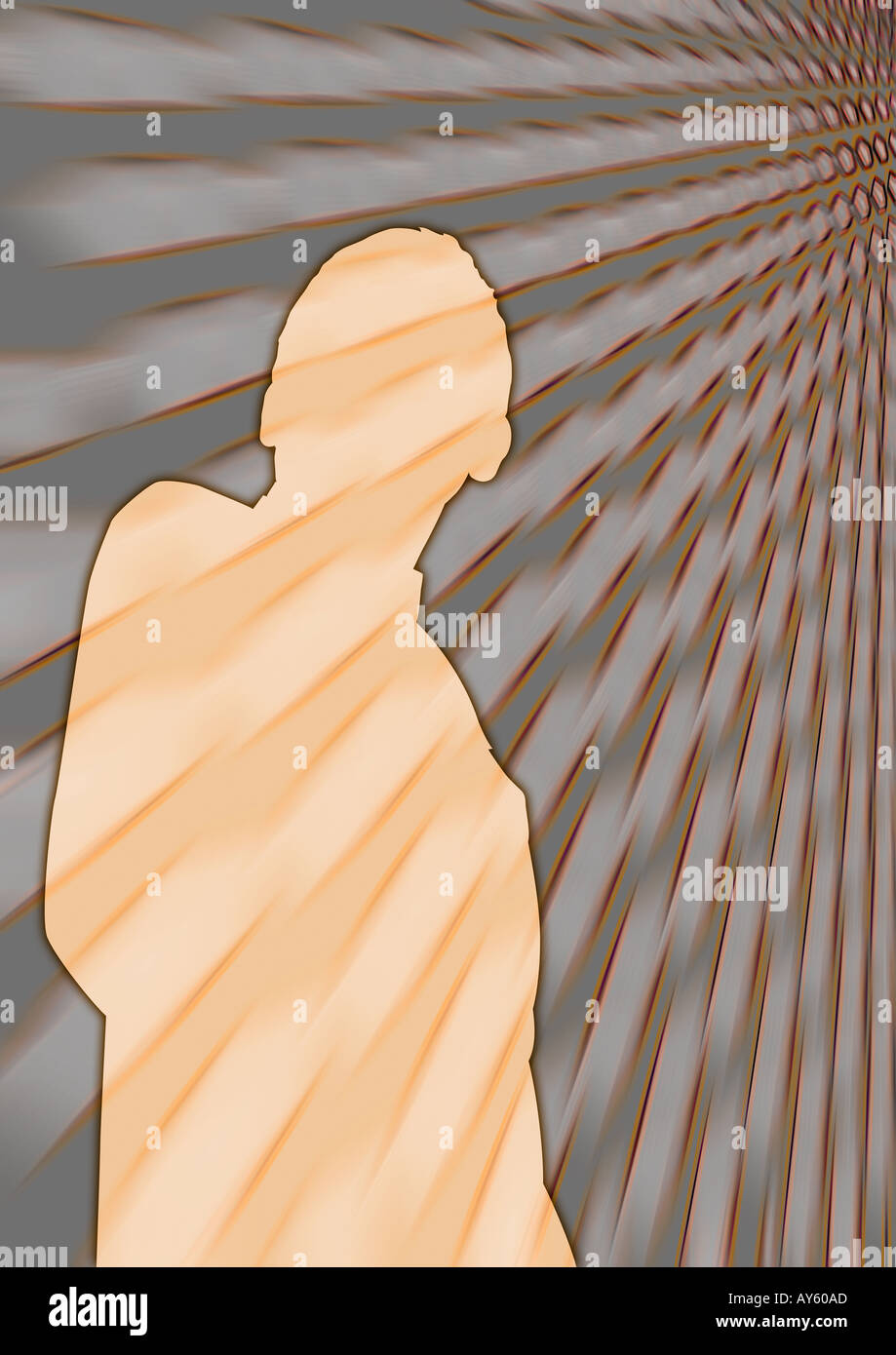 man looking into distance iconic design Stock Photo - Alamy