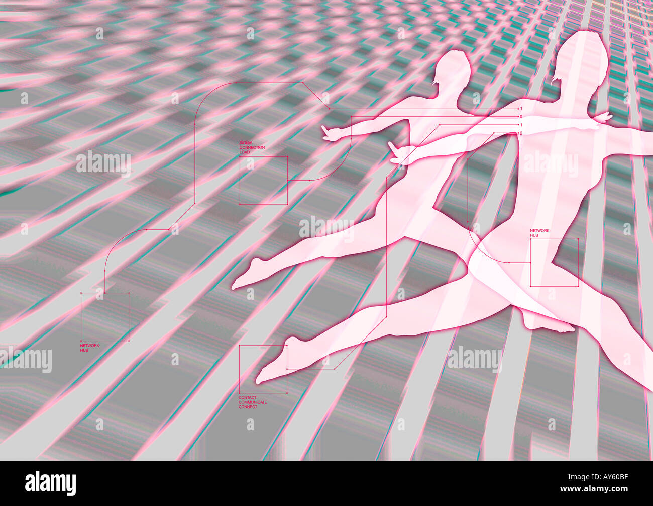 women leaping iconic design Stock Photo - Alamy