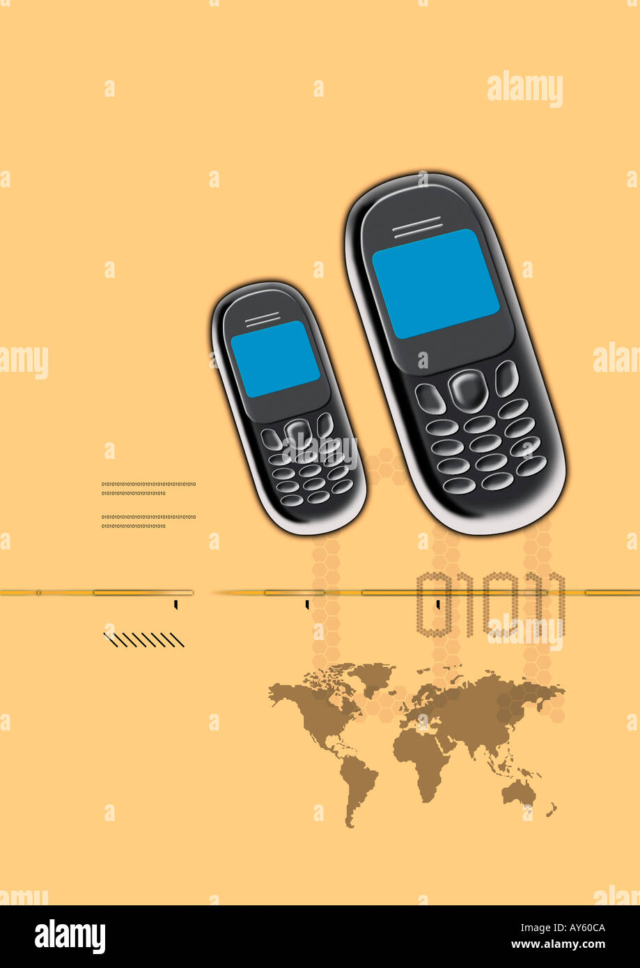 world mobile cell phone iconic design Stock Photo - Alamy