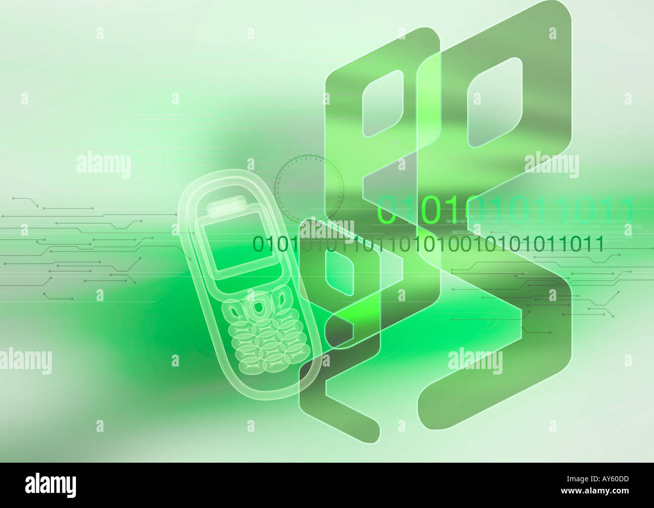 mobile cell phone with geometric shape on glowing background Stock ...