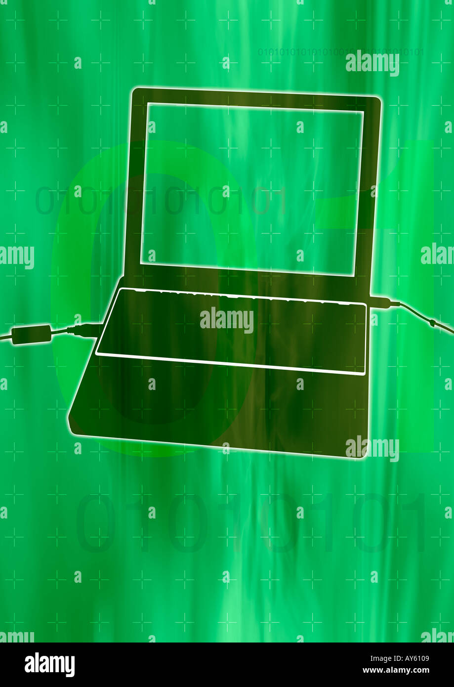 iconic laptop against glowing background Stock Photo - Alamy