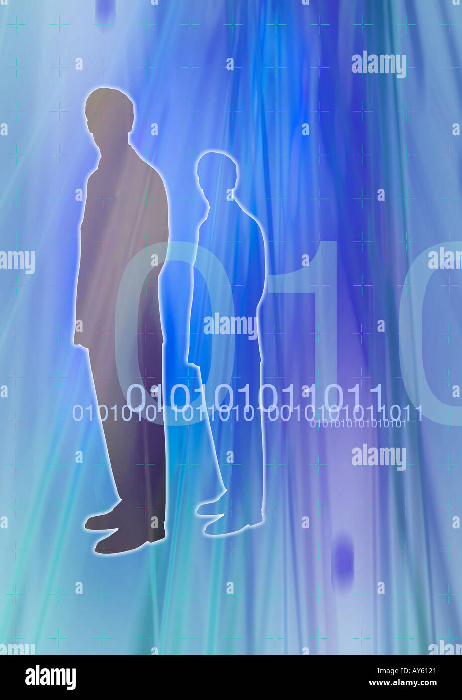 iconic man and geometric shape against glowing background Stock Photo ...