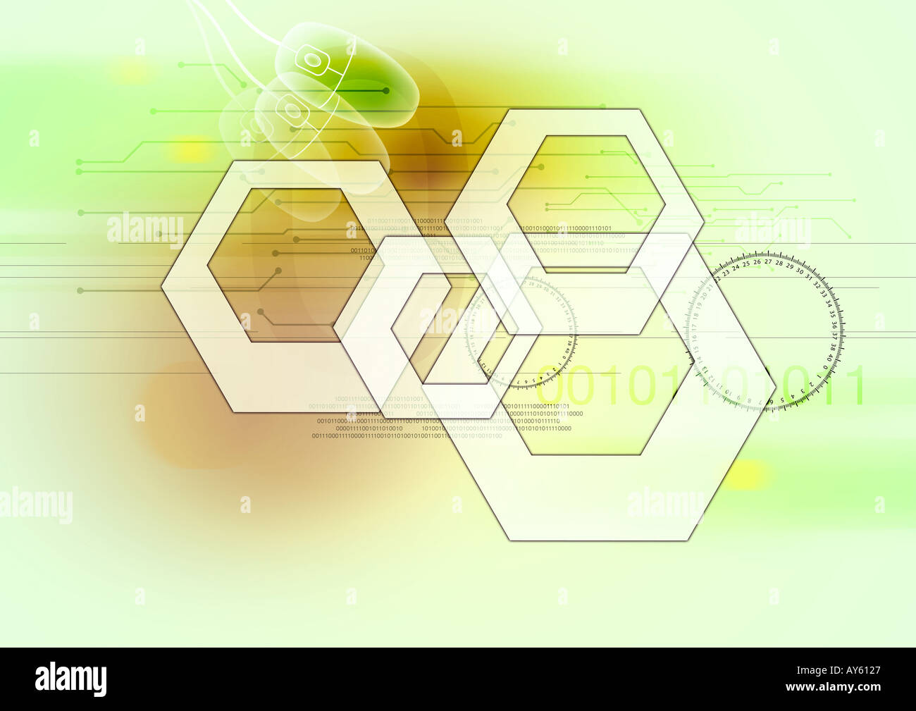 iconic mouse with hexagonal shape on glowing background Stock Photo - Alamy