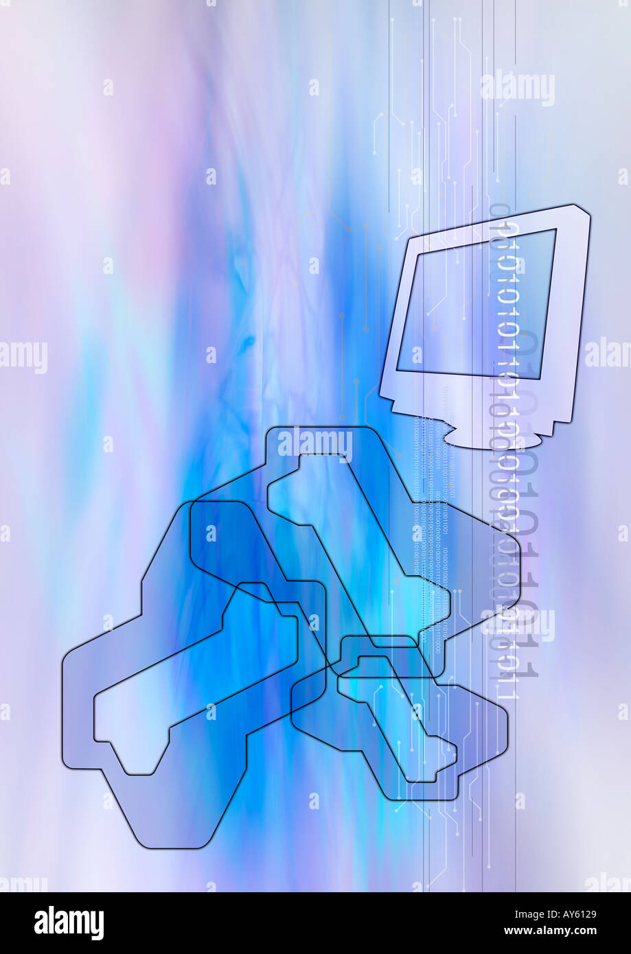 iconic computer screen against glowing geometric shape background Stock ...